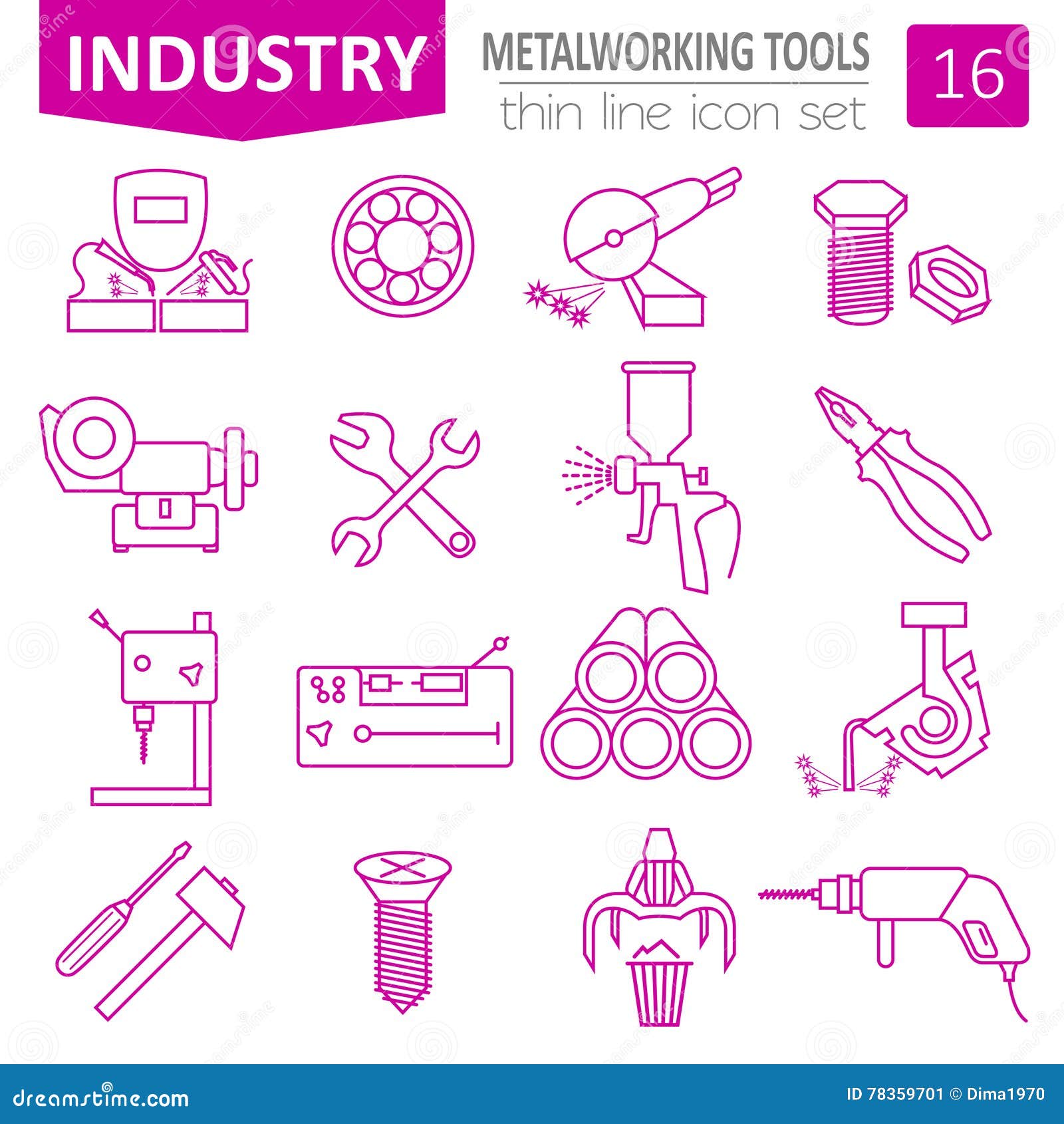 Metal Working Tools Icon Set. Thin Line Design Stock Vector ...