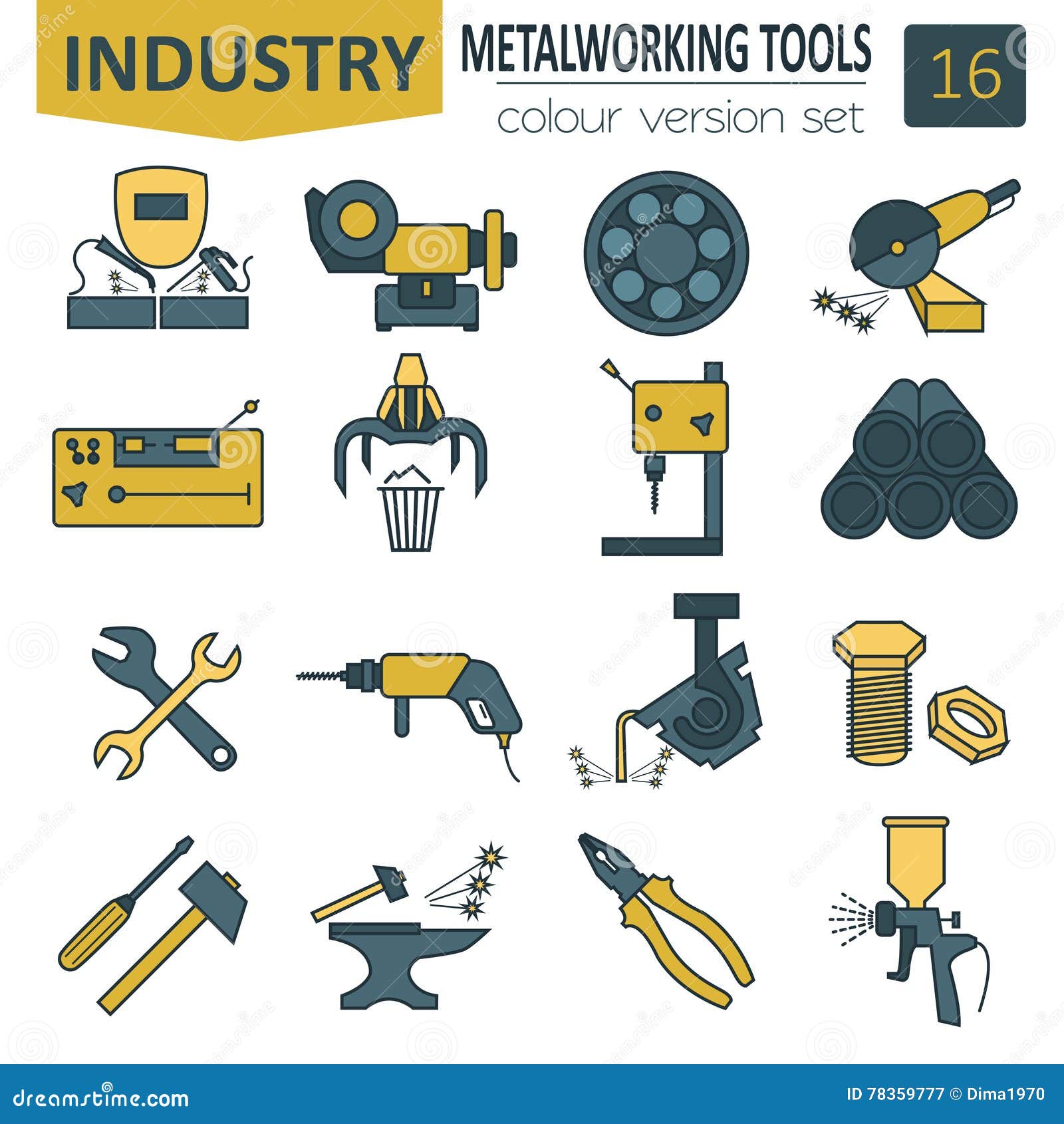 Metal Working Tools Icon Set. Thin Line Design Stock Vector ...