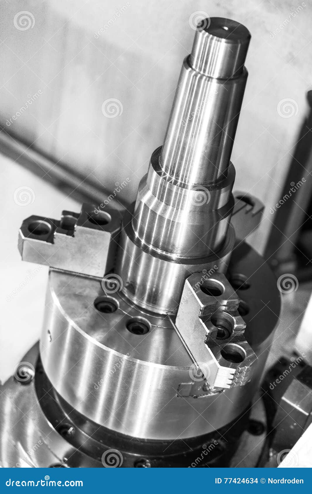 Metal Workpiece Clamped in the Lathe Chuck CNC Machine Stock Photo ...