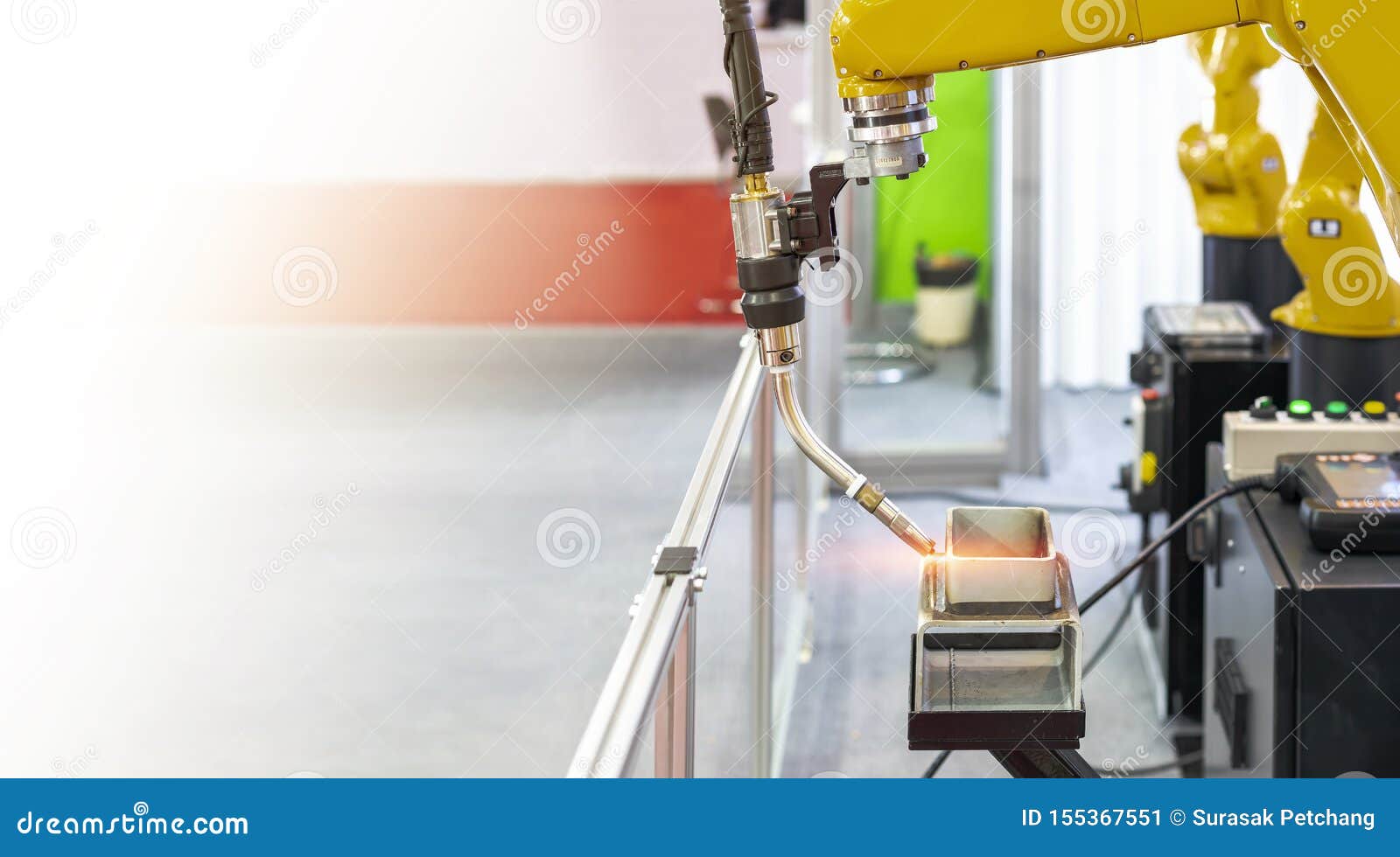 Metal Workpieces Prepare Or Setting On Table And Torch Of Electric Mig ...