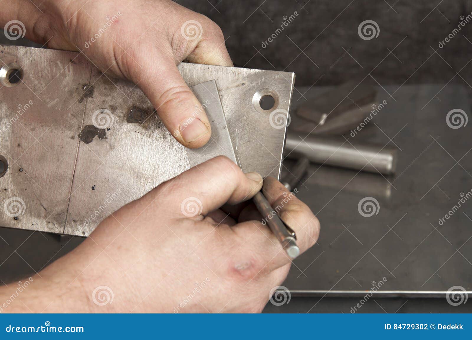 In metal workshop stock photo. Image of stainless, measuring - 84729302