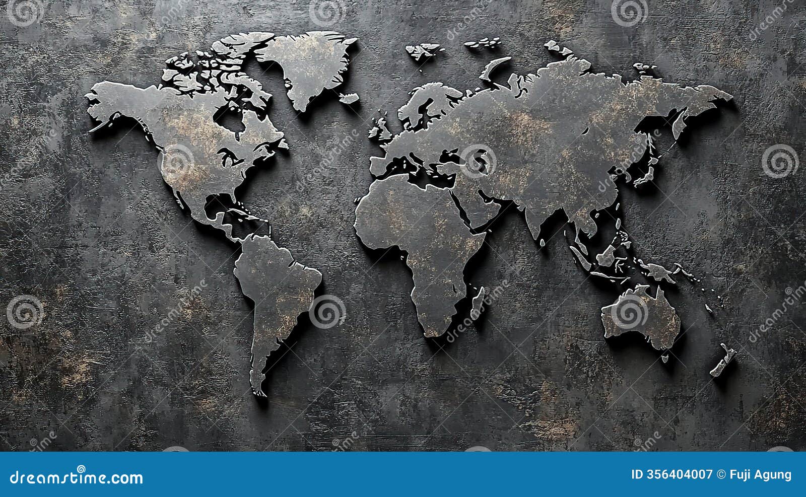 Metal World Map on Dark Textured Background Stock Illustration ...