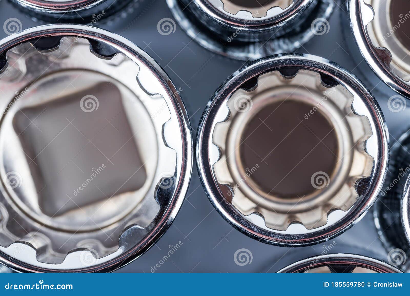 Metal Wrench Sockets Flatlay Top View Background Stock Photo - Image of ...