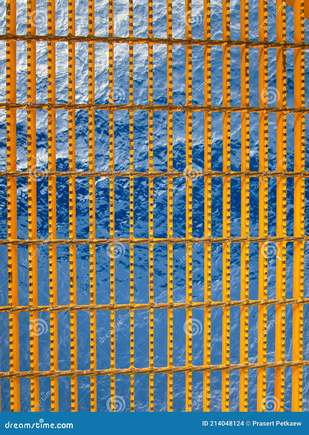 Metal Yellow Grating Bridge Over Sea Stock Photo - Image of heavy, gray ...