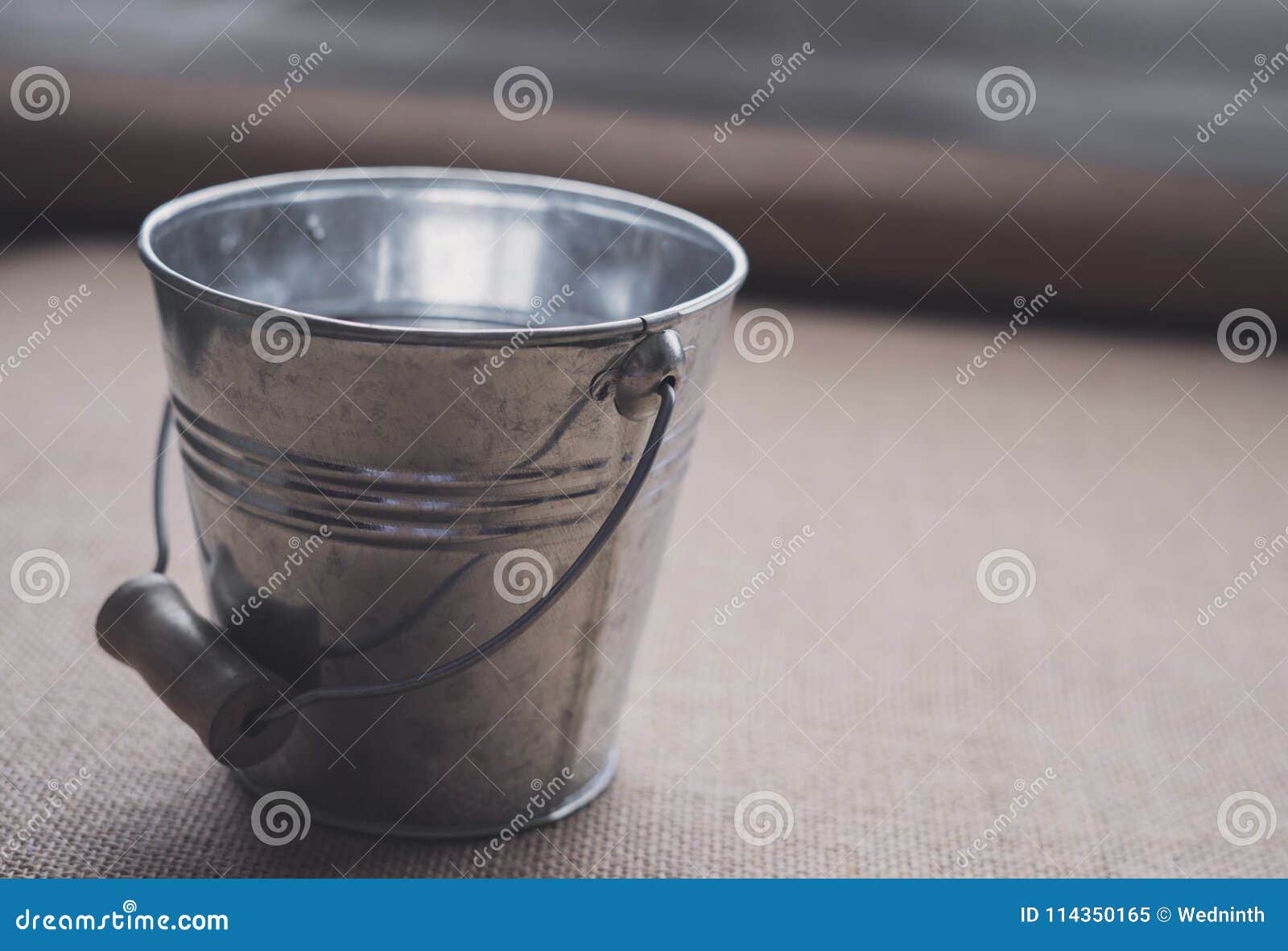Metal Zinc Bucket with Sack Background Stock Image - Image of empty ...