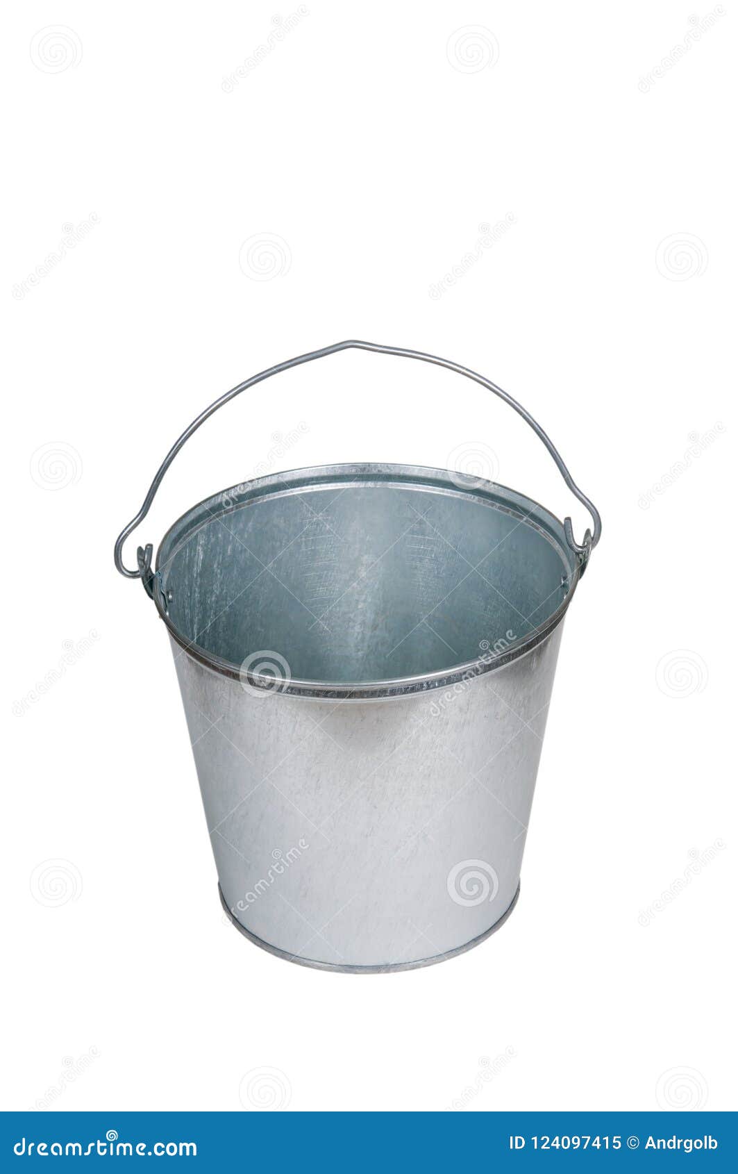 Metal Zinc Bucket on White Background. Stock Image - Image of studio ...