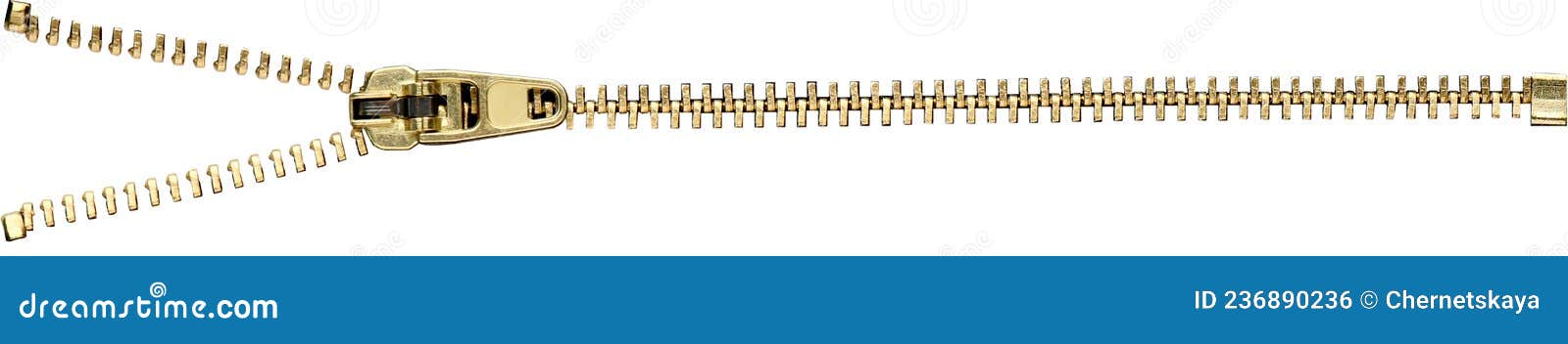Metal Zipper Isolated on White. Banner Design Stock Photo - Image of ...