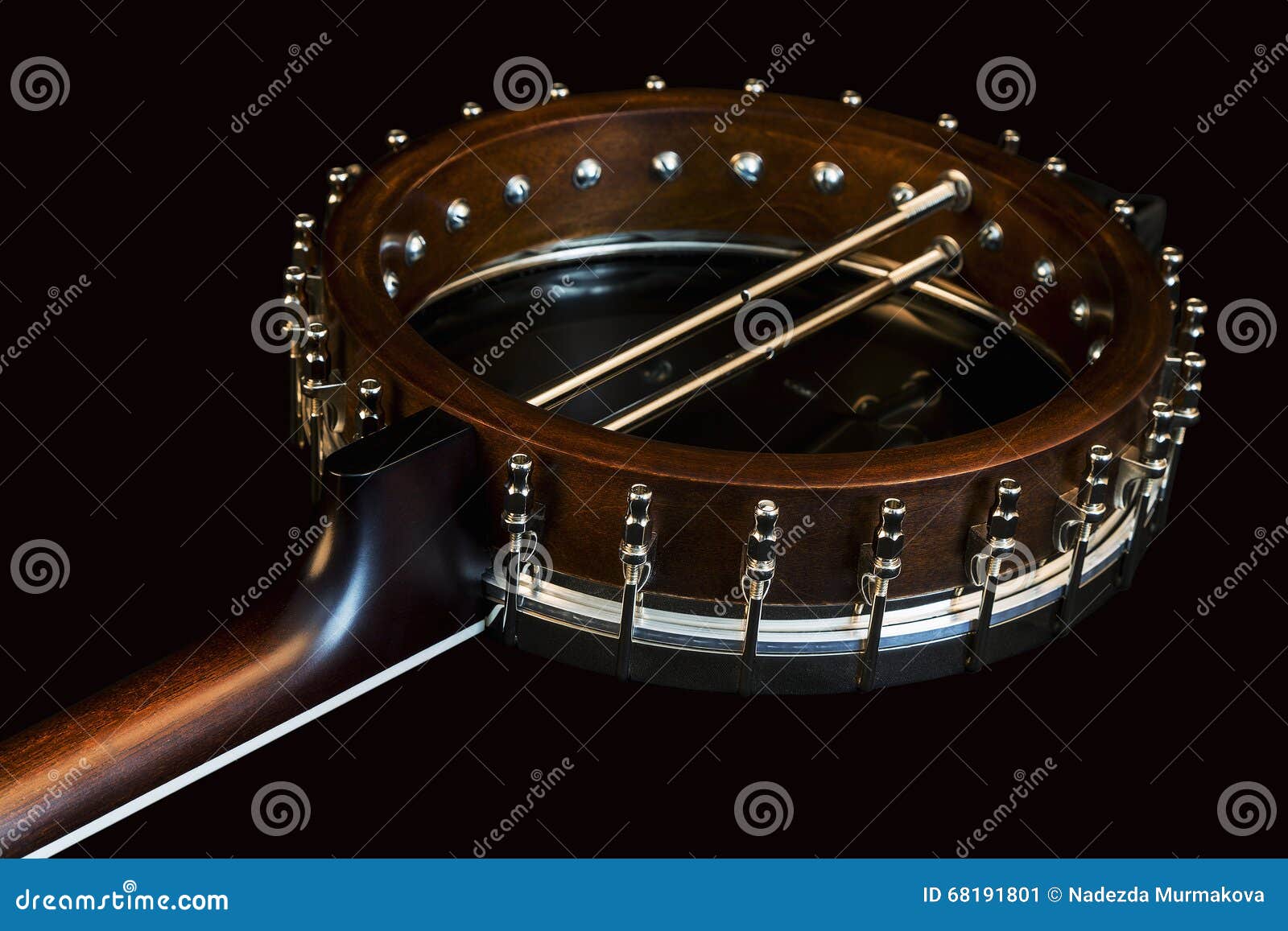 Metalic Black Banjo Isolated on Black Background Stock Image - Image of ...