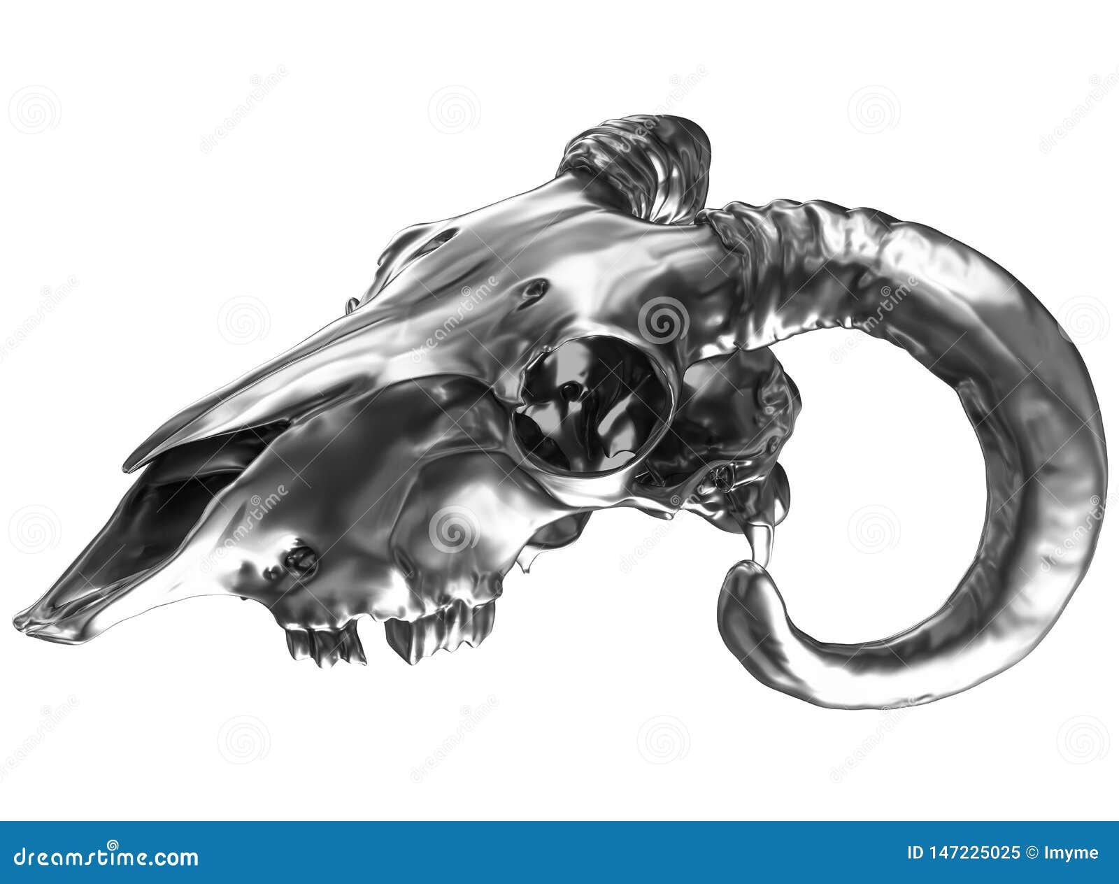 Metalic Ram Skull Isolated on White Background Stock Illustration ...