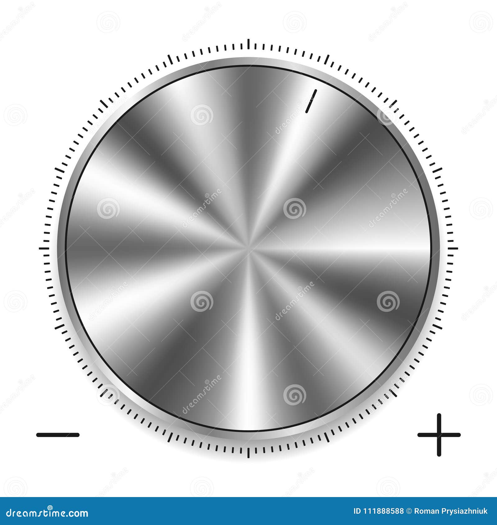 Metalic Round Knob with Circular Scale. Realistic Silver or Chrome ...