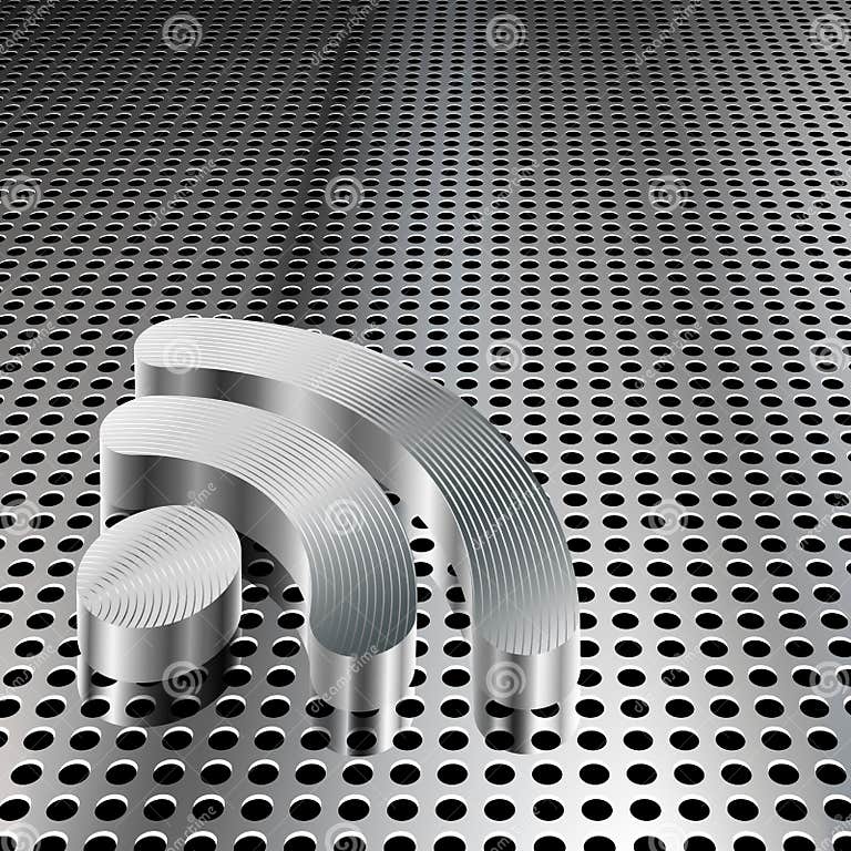 Metalic RSS Symbol on Chrome Grid Stock Vector - Illustration of ...