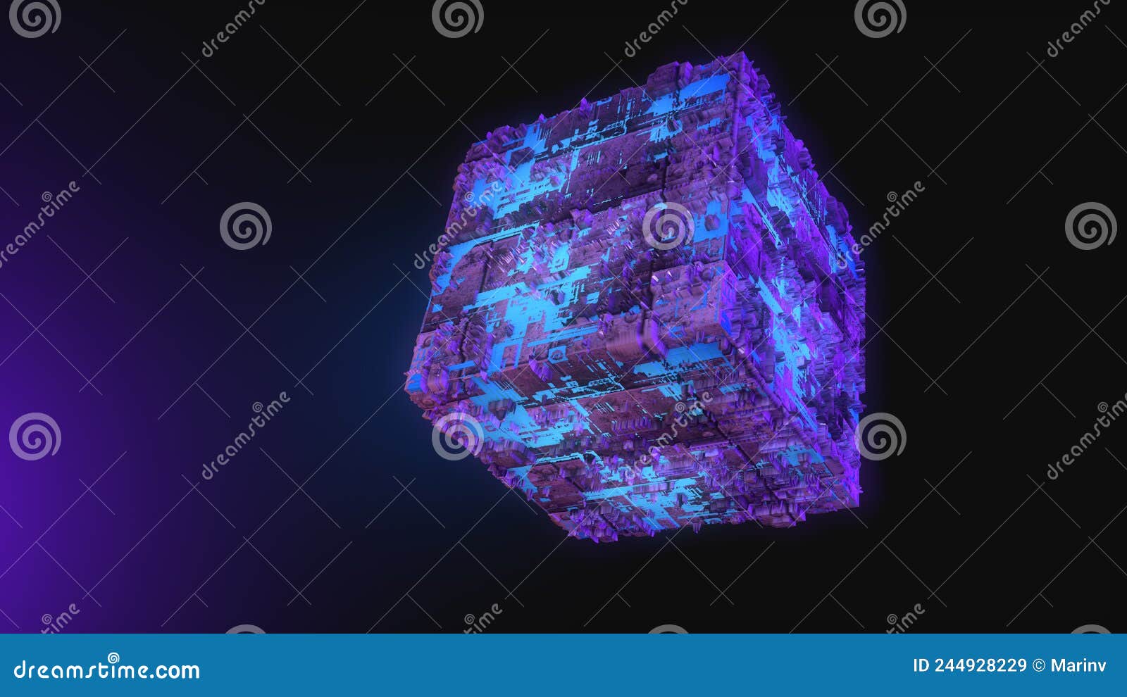 Metalic and Technology Cube. Concept of Science and Sci-fi. 3d ...