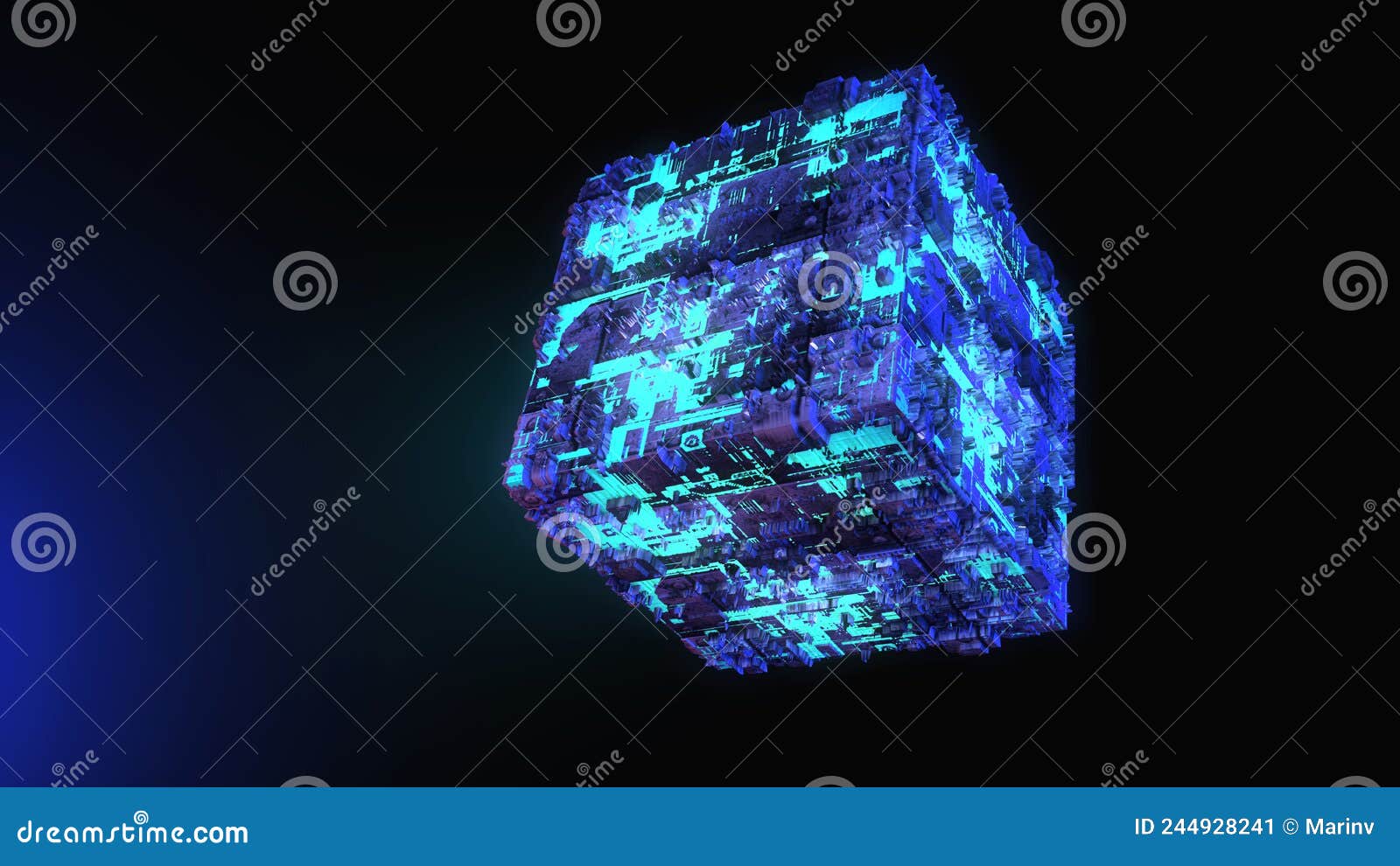 Metalic and Technology Cube. Concept of Science and Sci-fi. 3d ...