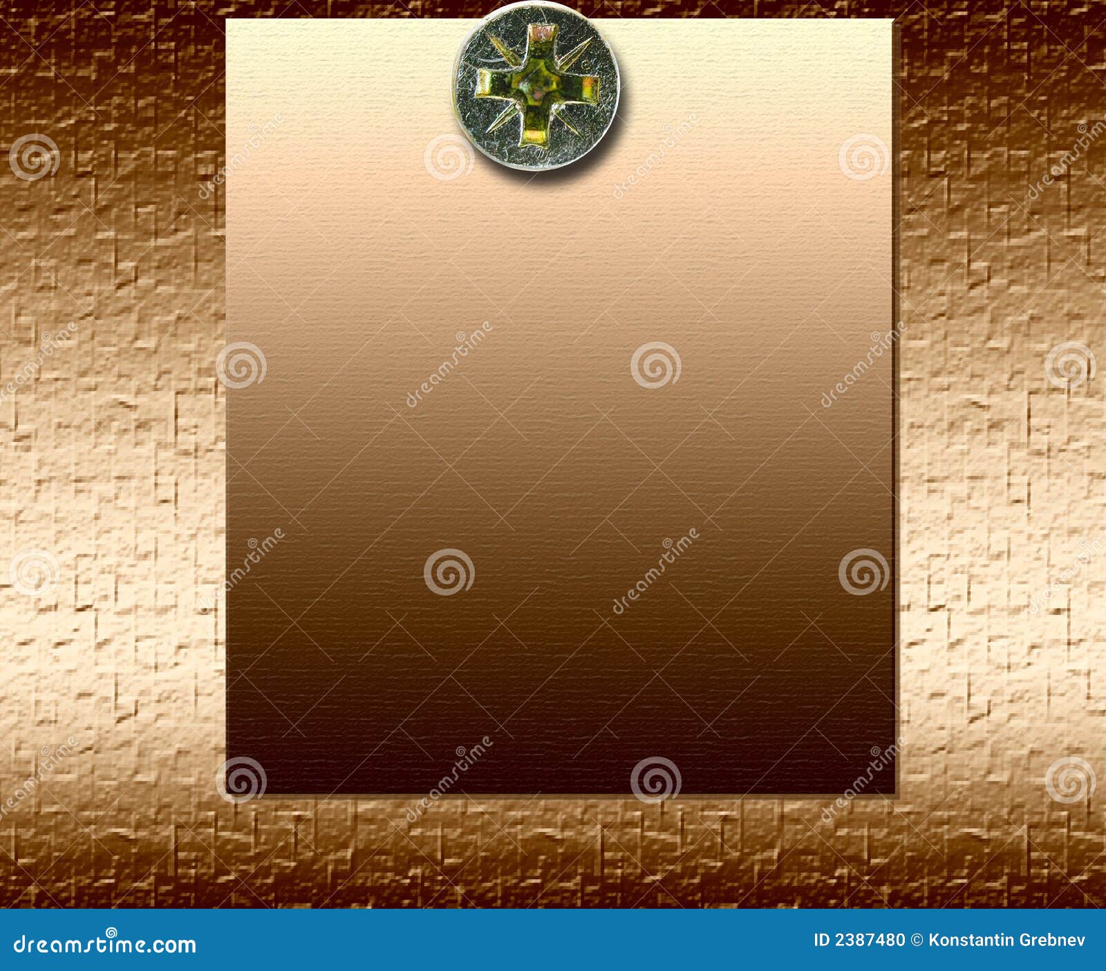 Metall Bronze Plate with Bolt Stock Photo - Image of modern, background ...
