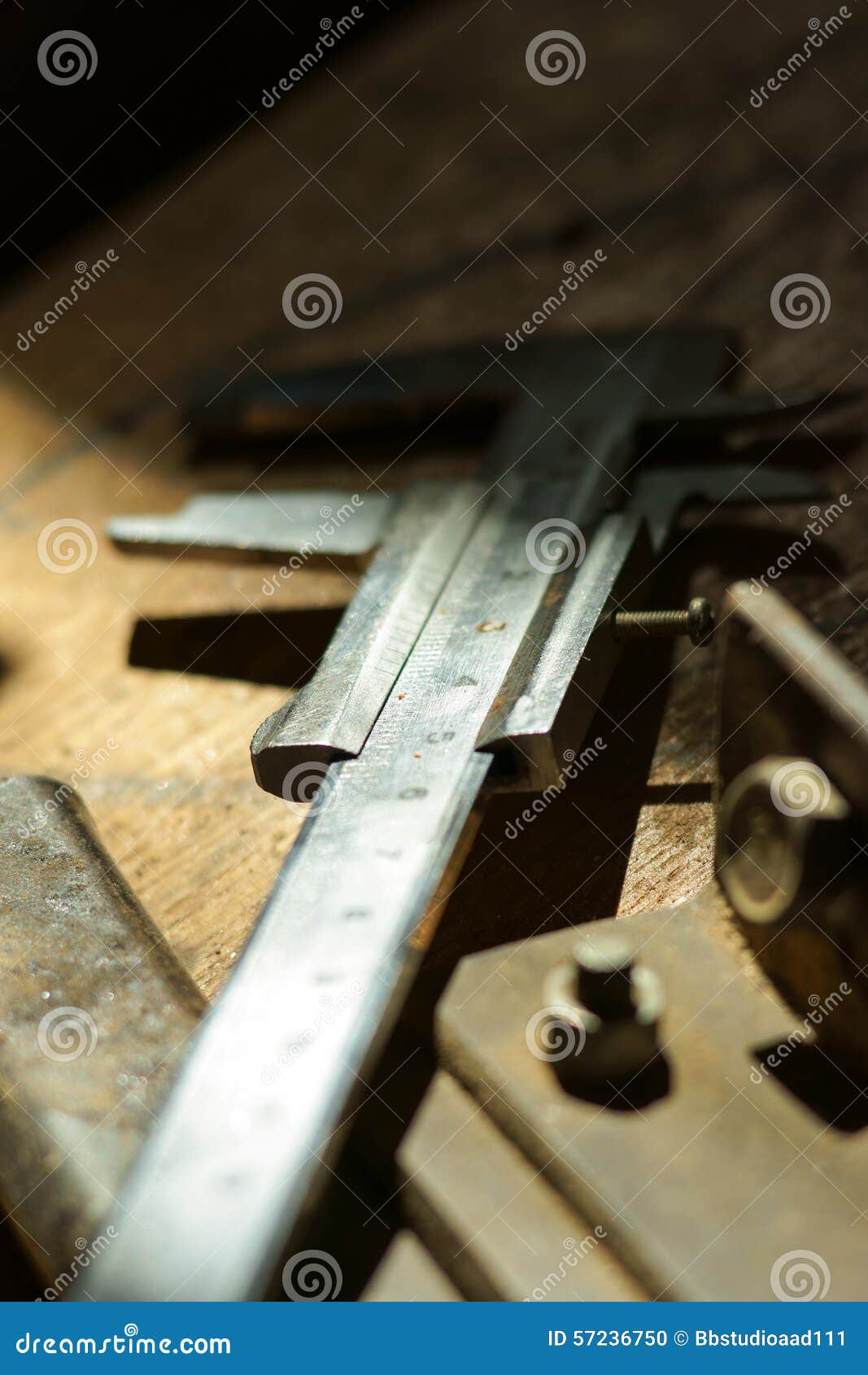 Metall caliper on a table stock photo. Image of millimeter - 57236750