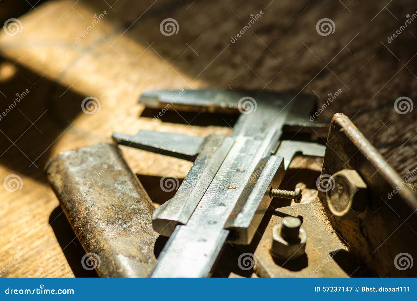 Metall Caliper on a Wooden Table Stock Image - Image of caliper ...