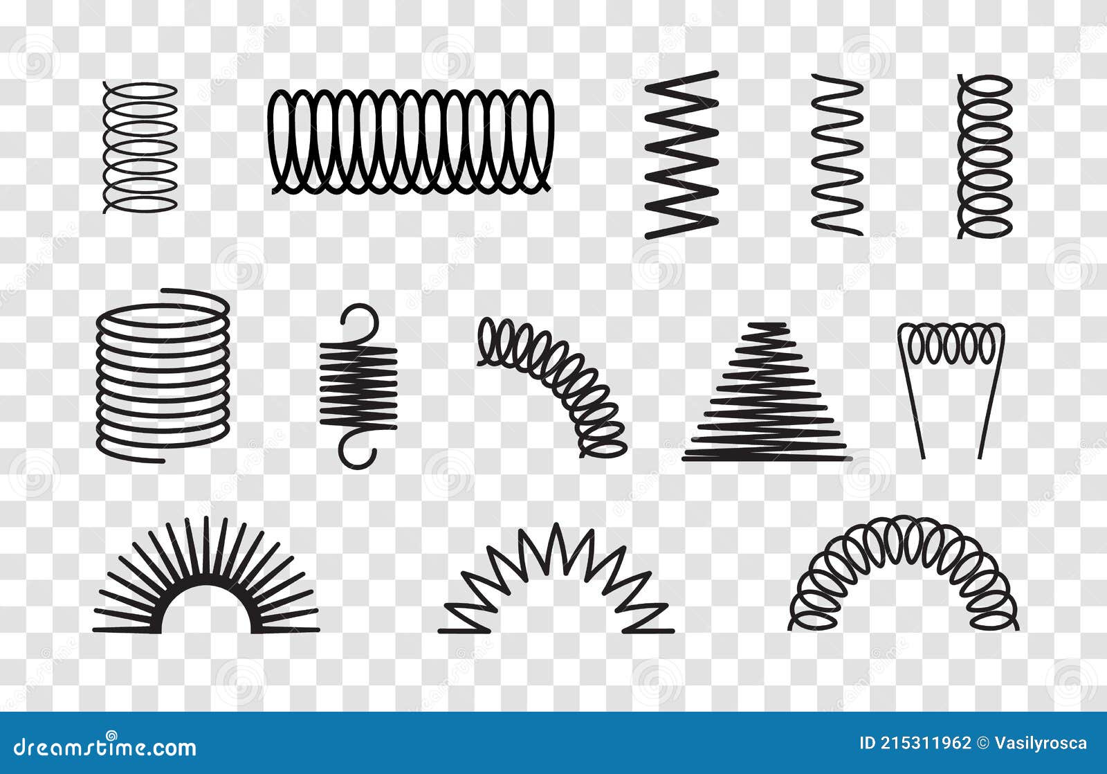 Metall Feder Set Spiral Spiral Flexibles Symbol. Drahtelastische Oder ...
