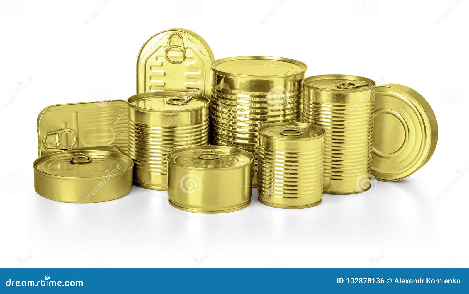 Metalldosen lokalisiert stockfoto. Bild von glänzend - 102878136