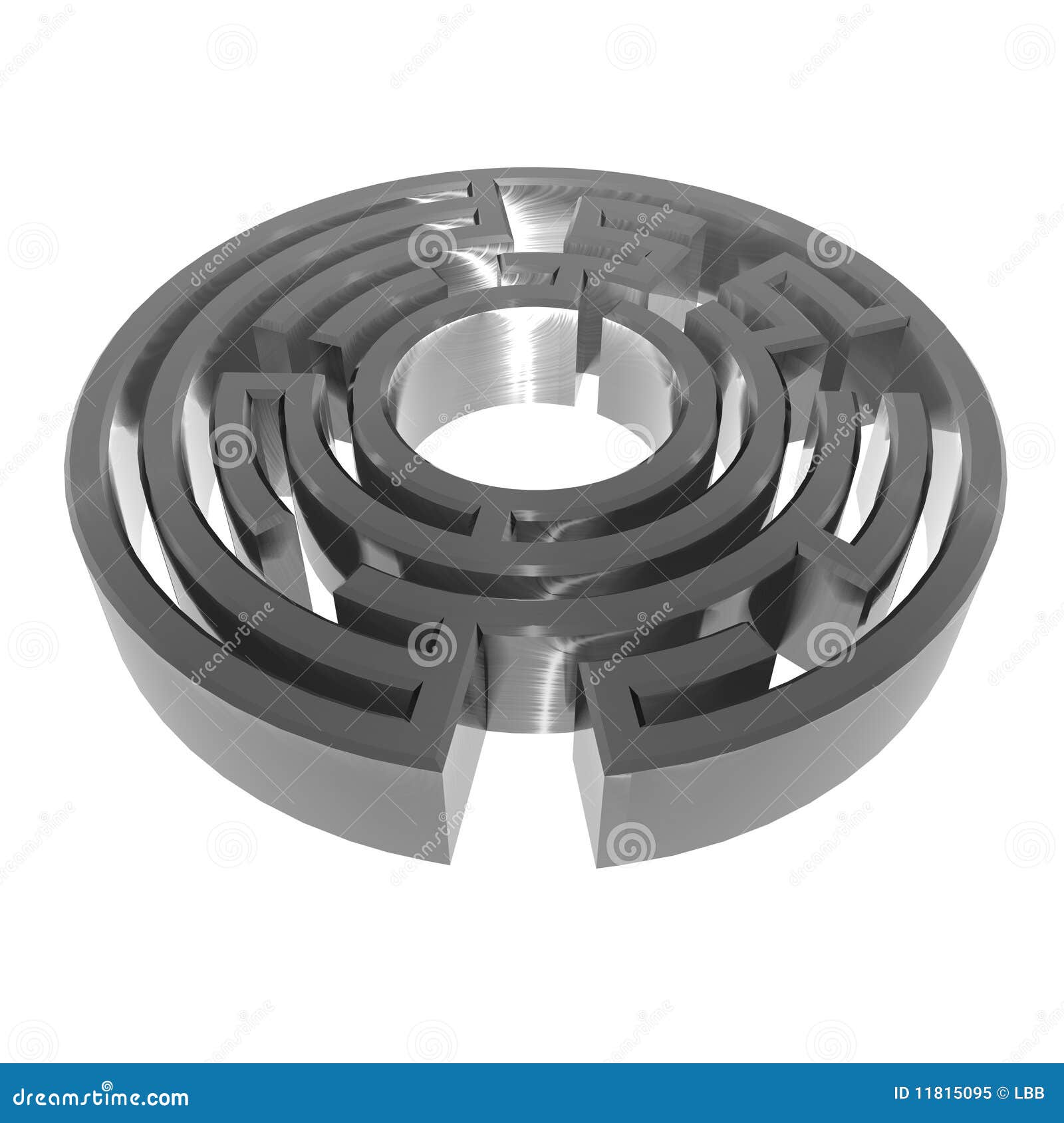 Metallic 3D Maze Object On White Background Royalty-Free Illustration ...