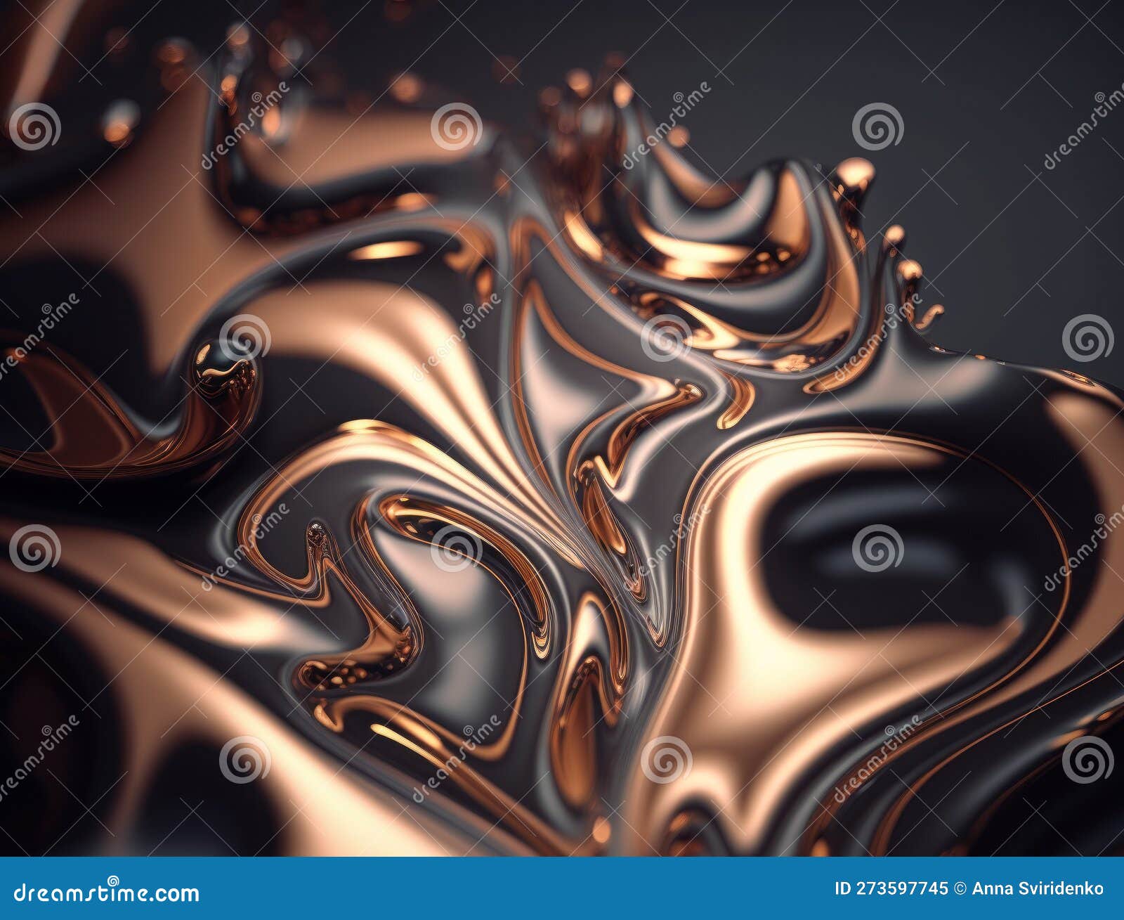 A Metallic Abstract Wavy Liquid Background Generative AI Technology ...