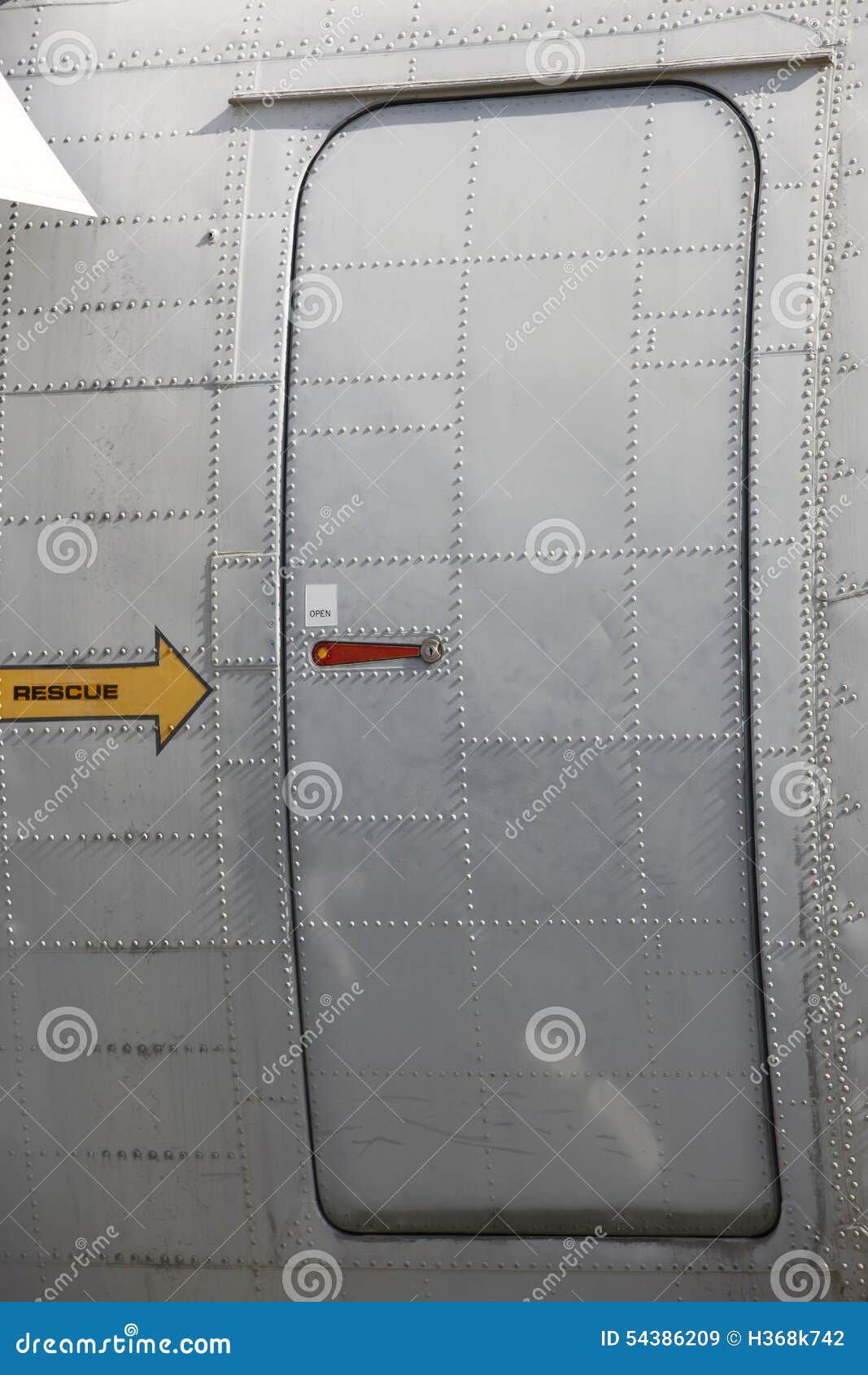 Metallic Aircraft Emergency and Rescue Door Stock Image - Image of ...