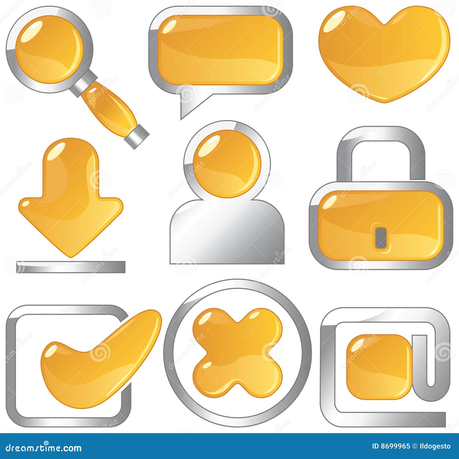 Metallic amber icons stock vector. Illustration of citrine - 8699965