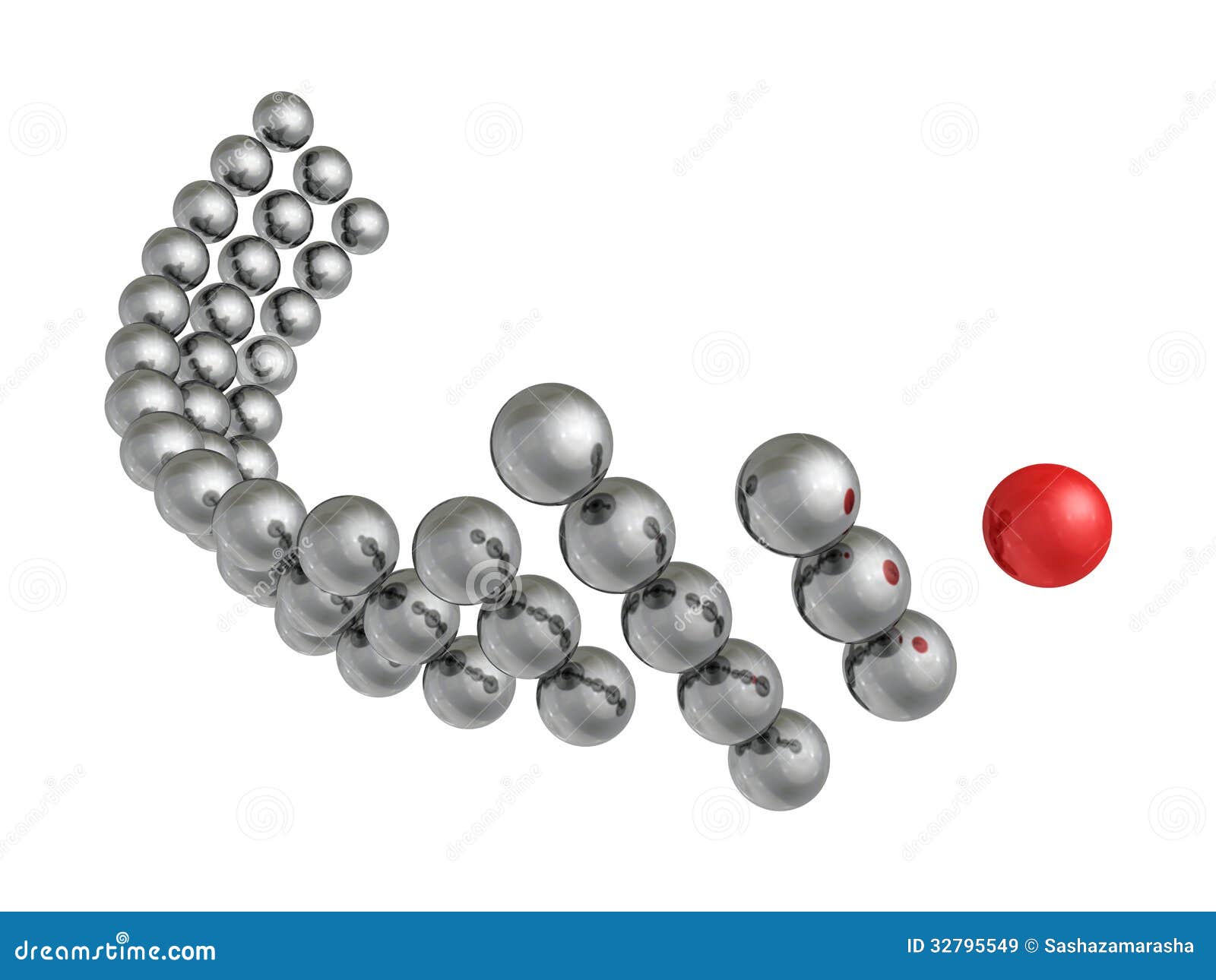 Metallic Arrow of the Balls with the Red Leader in Front Stock ...