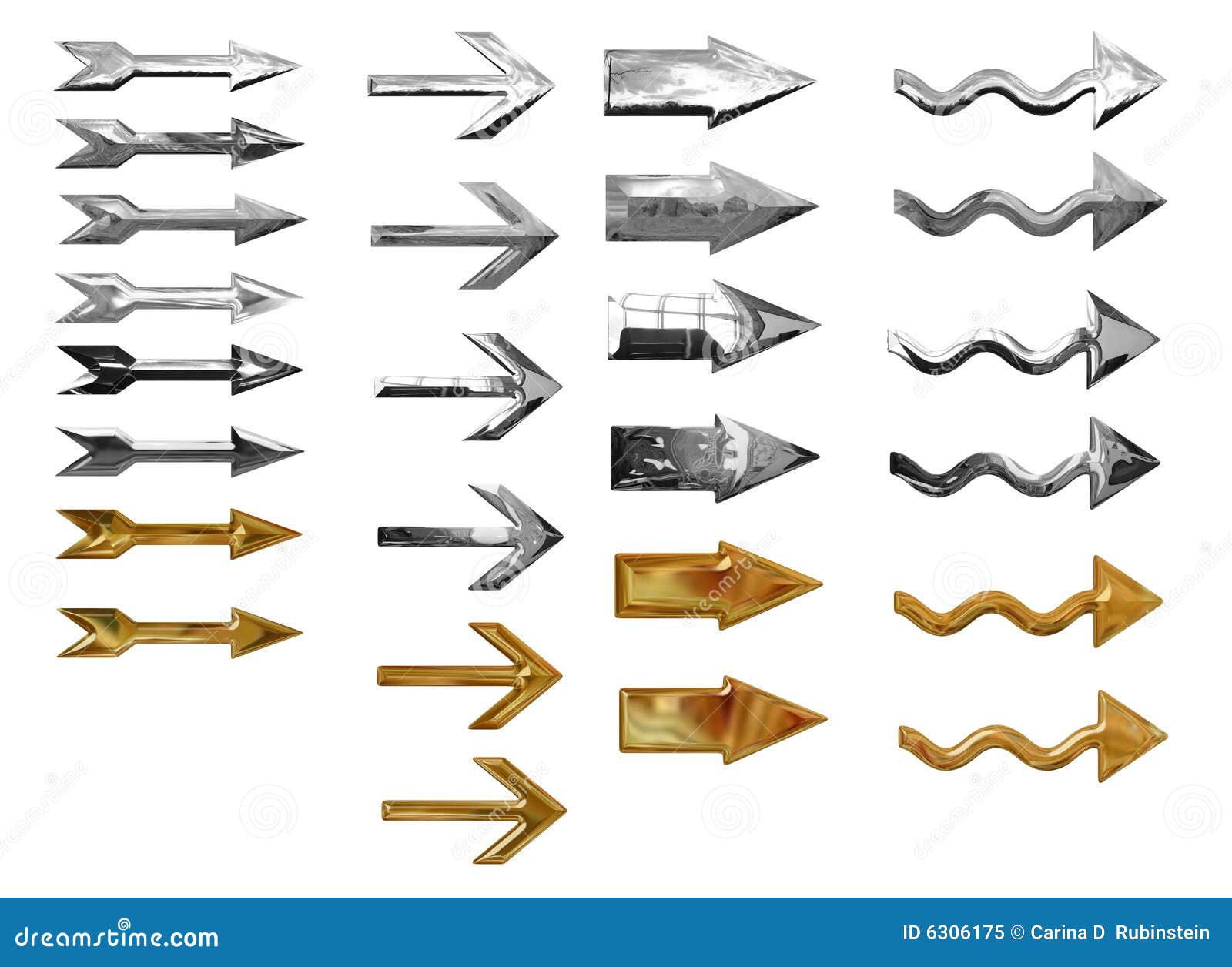 Metallic arrow buttons stock illustration. Illustration of silver - 6306175