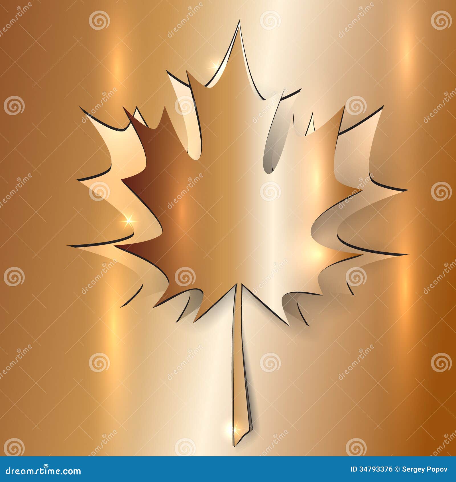 Metallic Autumn Maple Leaf stock vector. Illustration of glare - 34793376