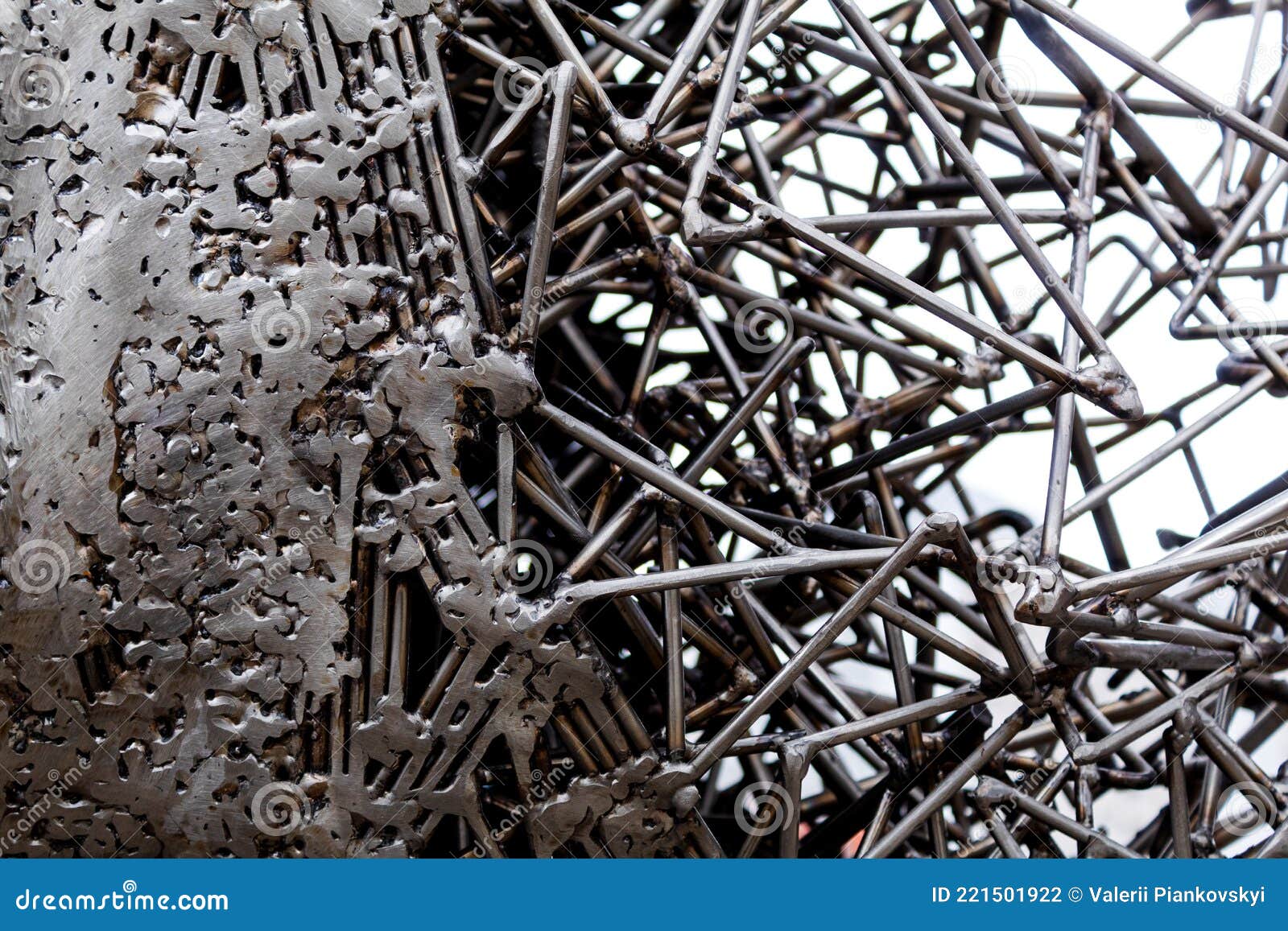 Metallic Background, Spider Web with Iron, Gray Background in Close-up ...