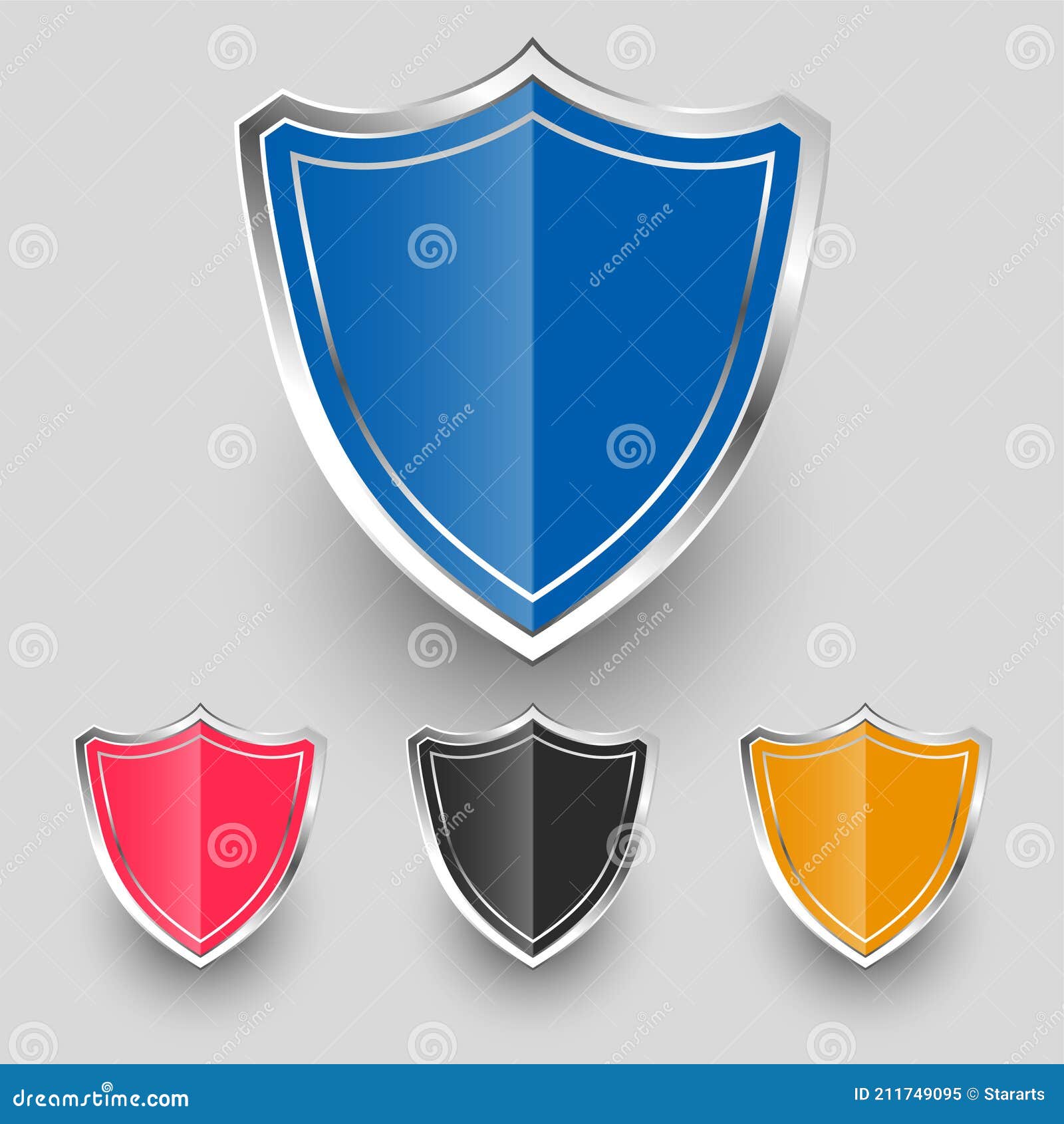 Metallic Badges Shield Symbols Set Design Stock Vector - Illustration ...