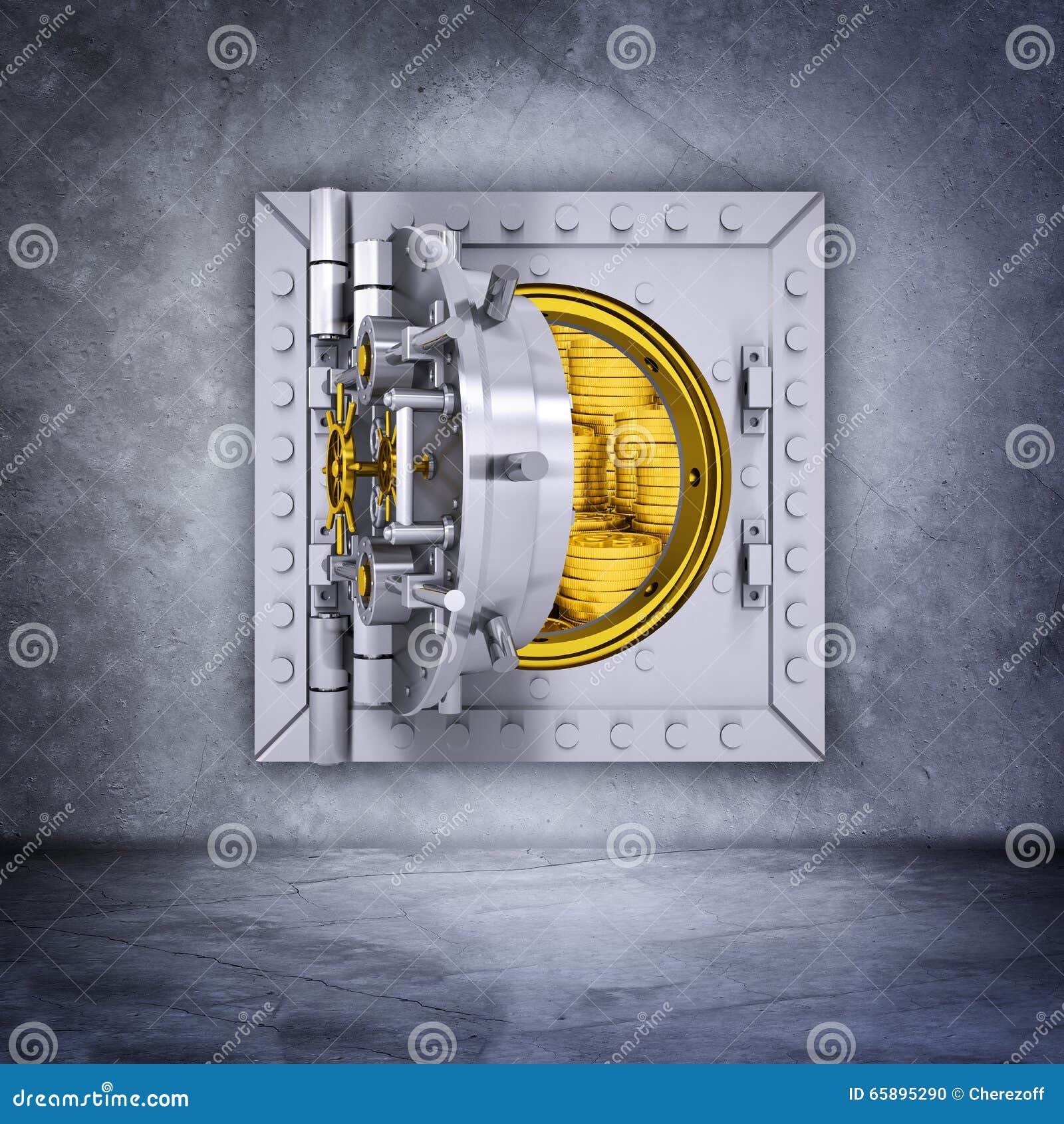 Metallic bank vault door stock illustration. Illustration of security ...