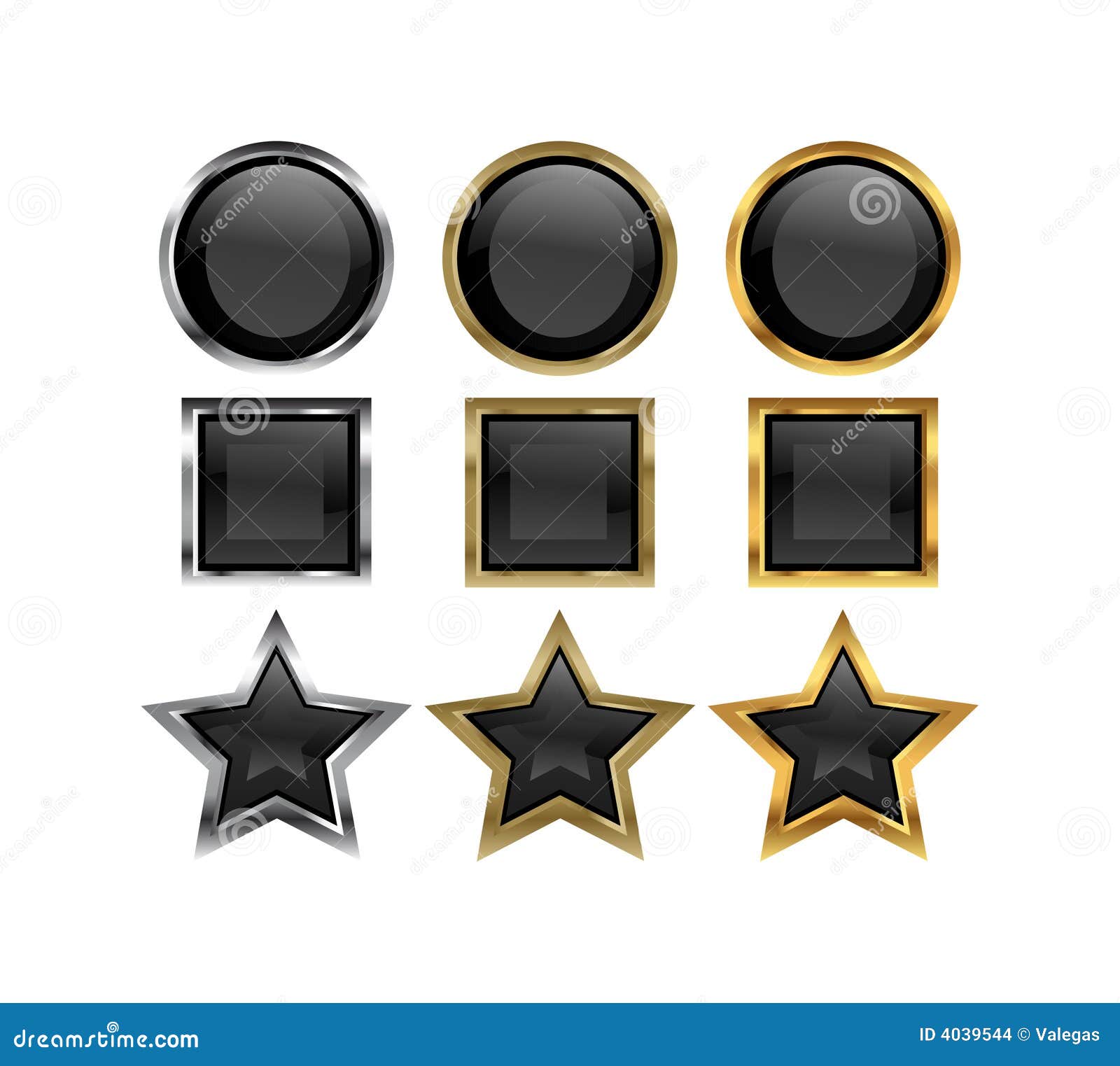 Metallic black buttons stock vector. Illustration of golden - 4039544