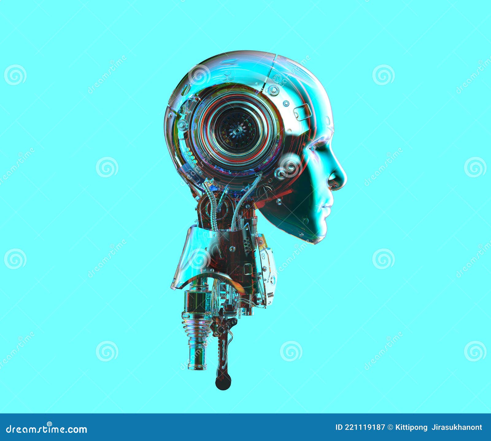 Metallic blue ai robot stock illustration. Illustration of technology ...