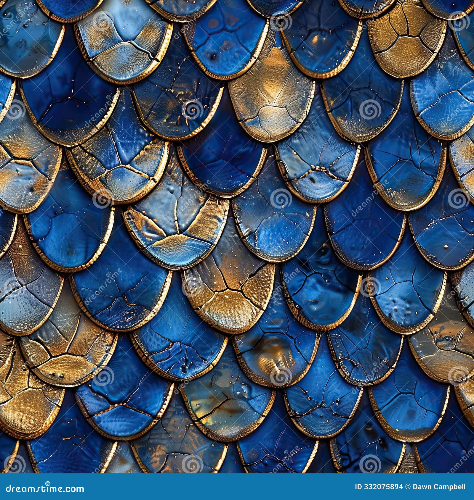 Metallic Blue and Gold Dragon Scales (Seamless Repeat) Stock ...