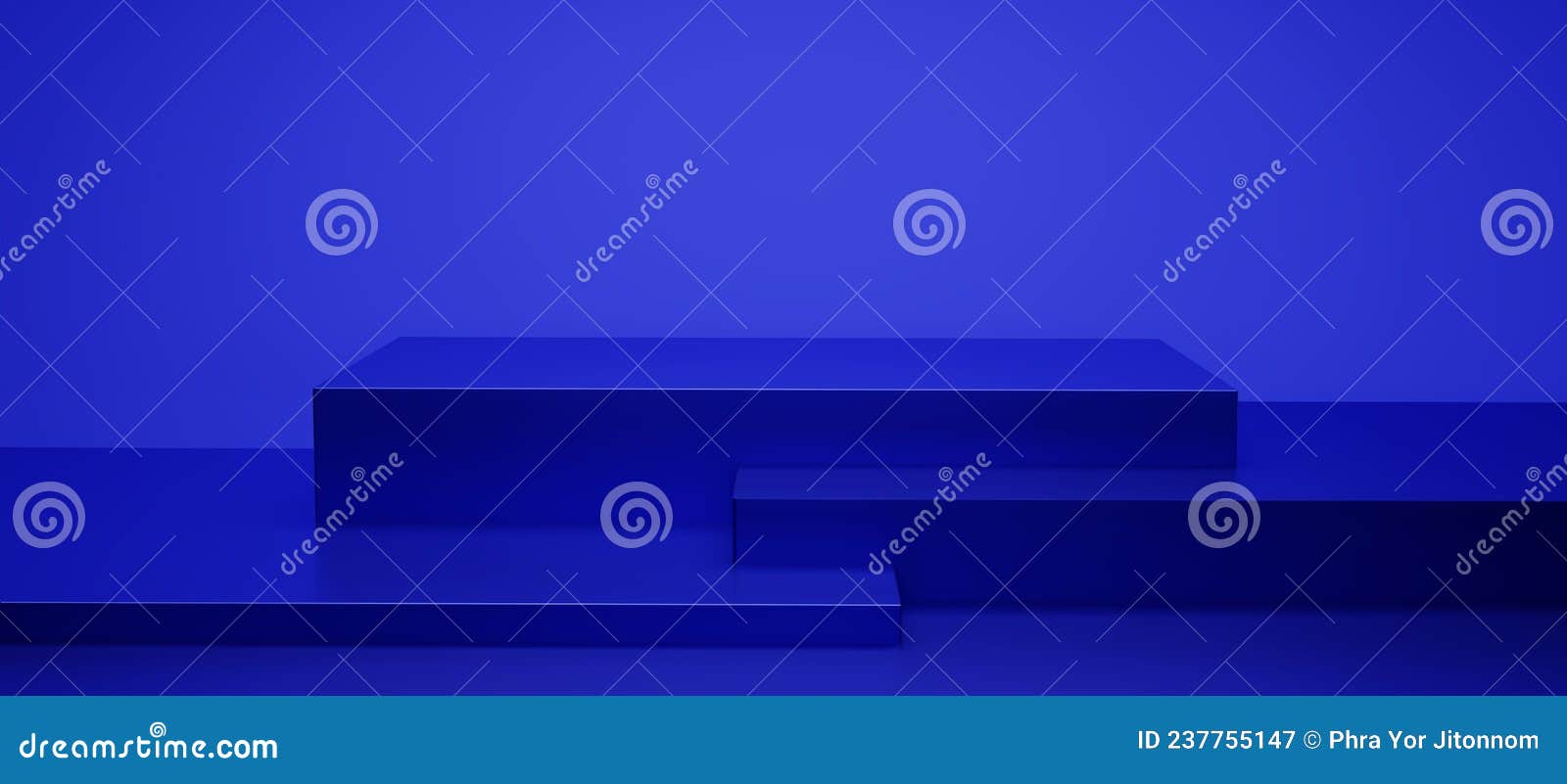 Metallic Blue Podium and Gradient Light Background with Studio ...