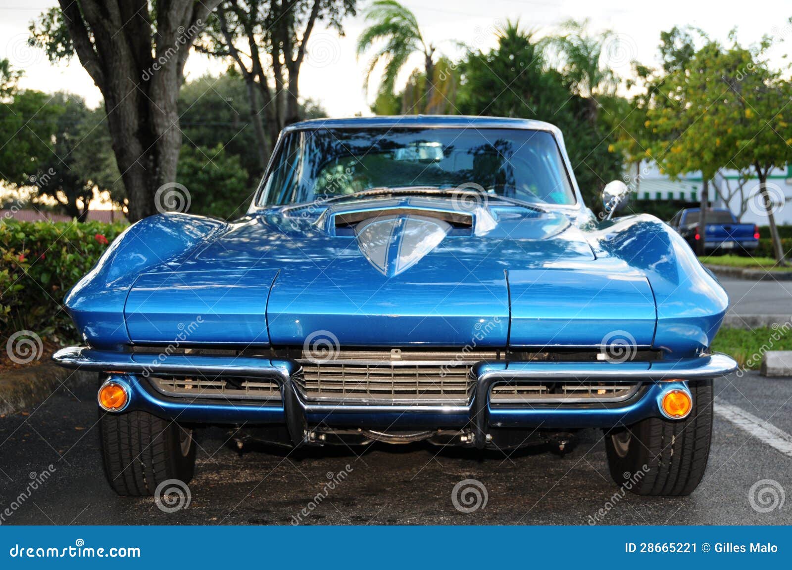Metallic blue sports car stock image. Image of show, front - 28665221