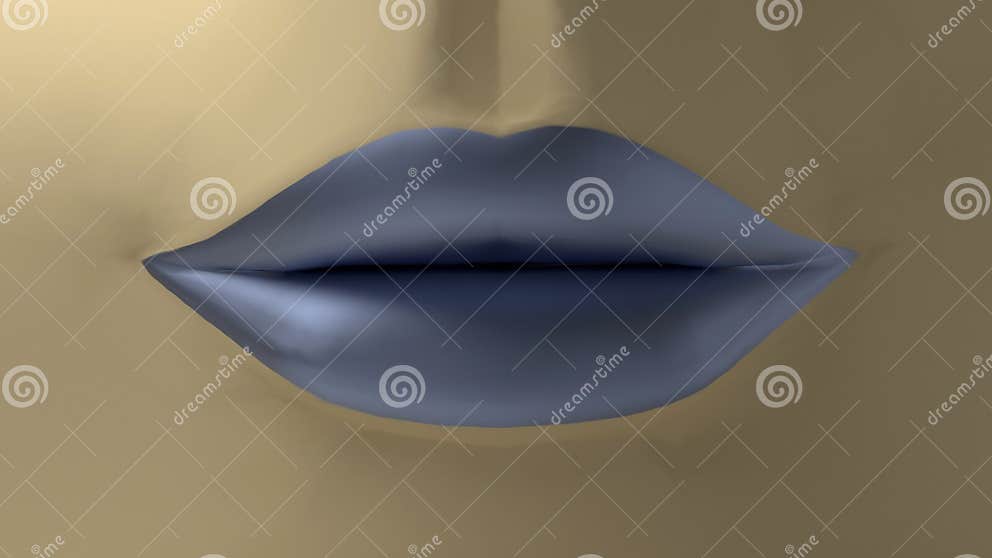 Metallic Blue woman lips stock illustration. Illustration of beauty ...