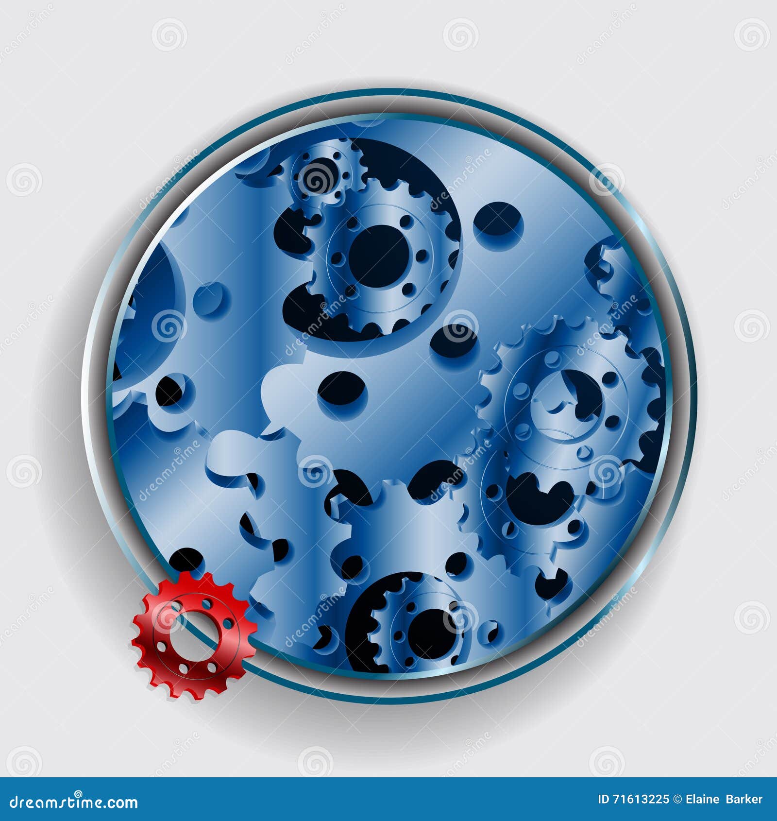 Metallic Border with Blue Cogs and a Red One Stock Illustration ...