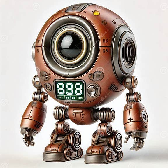 A Metallic Bot with One Big Eye Like a Camera Len,big Hands and Feet ...
