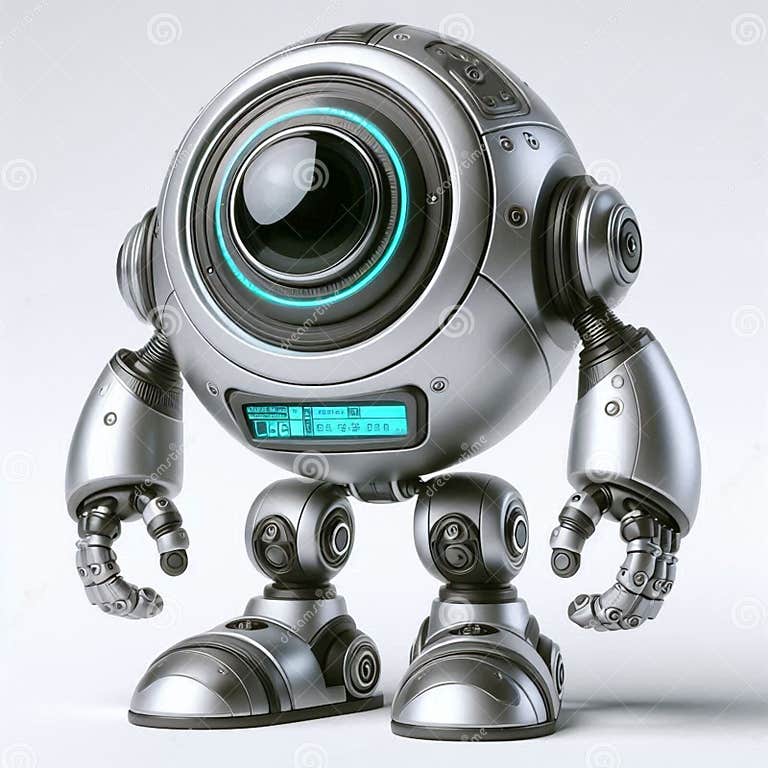 A Metallic Bot with One Big Eye Like a Camera Len,big Hands and Feet ...