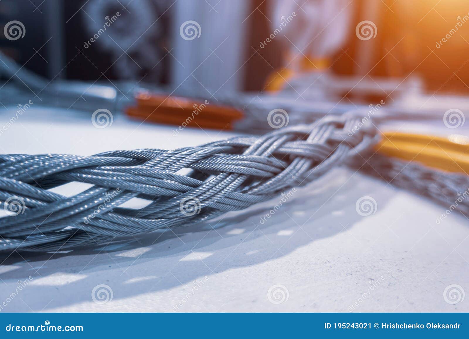 Metallic Braided Braid. Metal Wire Rope Stock Image - Image of industry ...
