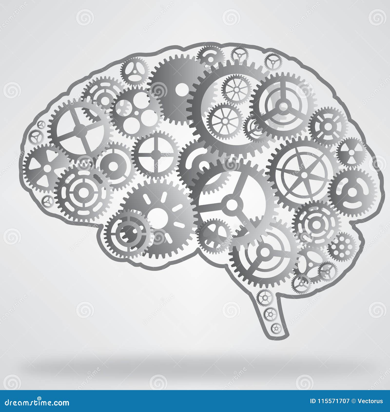 Metallic Brain Shaped Gear Wheels Stock Vector - Illustration of ...
