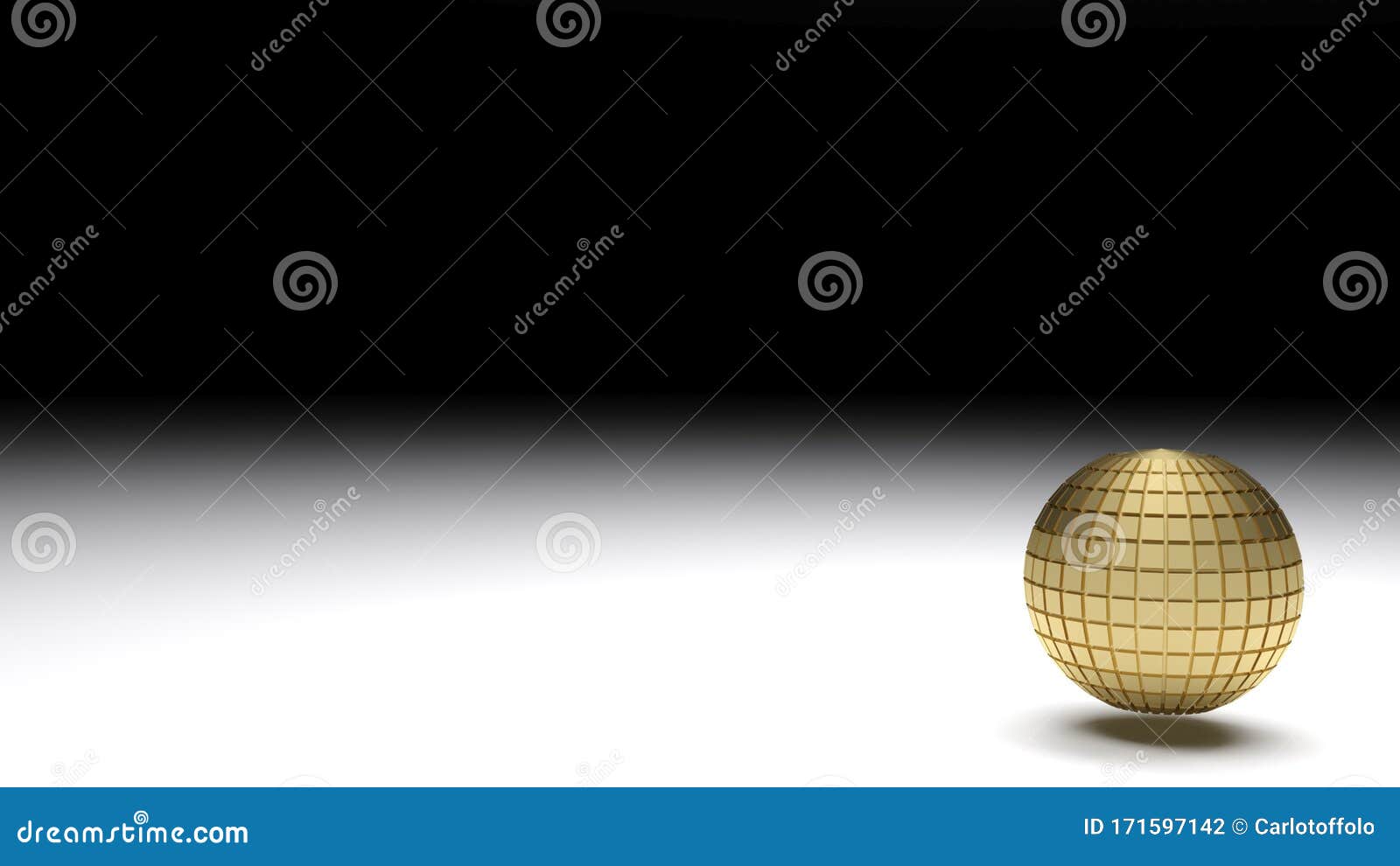 Metallic Brass Sphere with Squared Surface Flying Over a White Plan ...