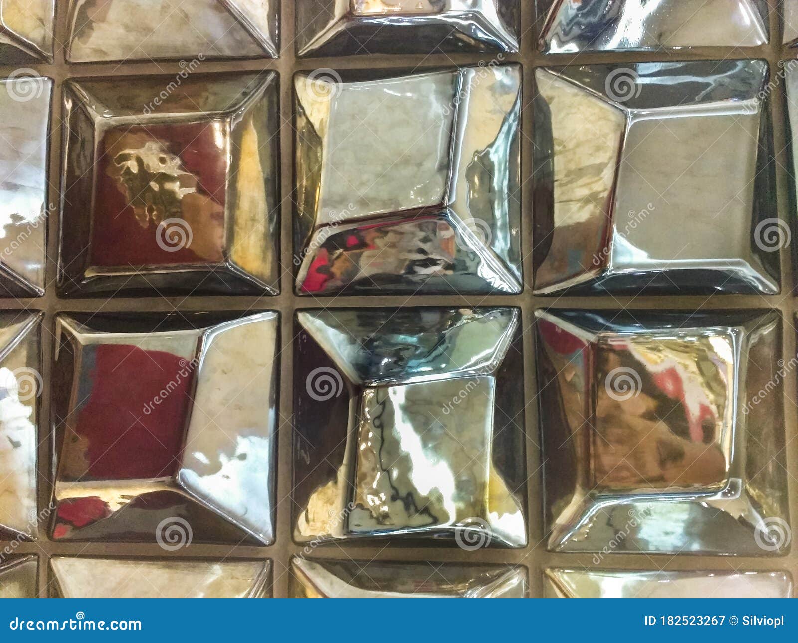 Metallic Bricks Mirrored in Close Up. Stock Image - Image of texture ...