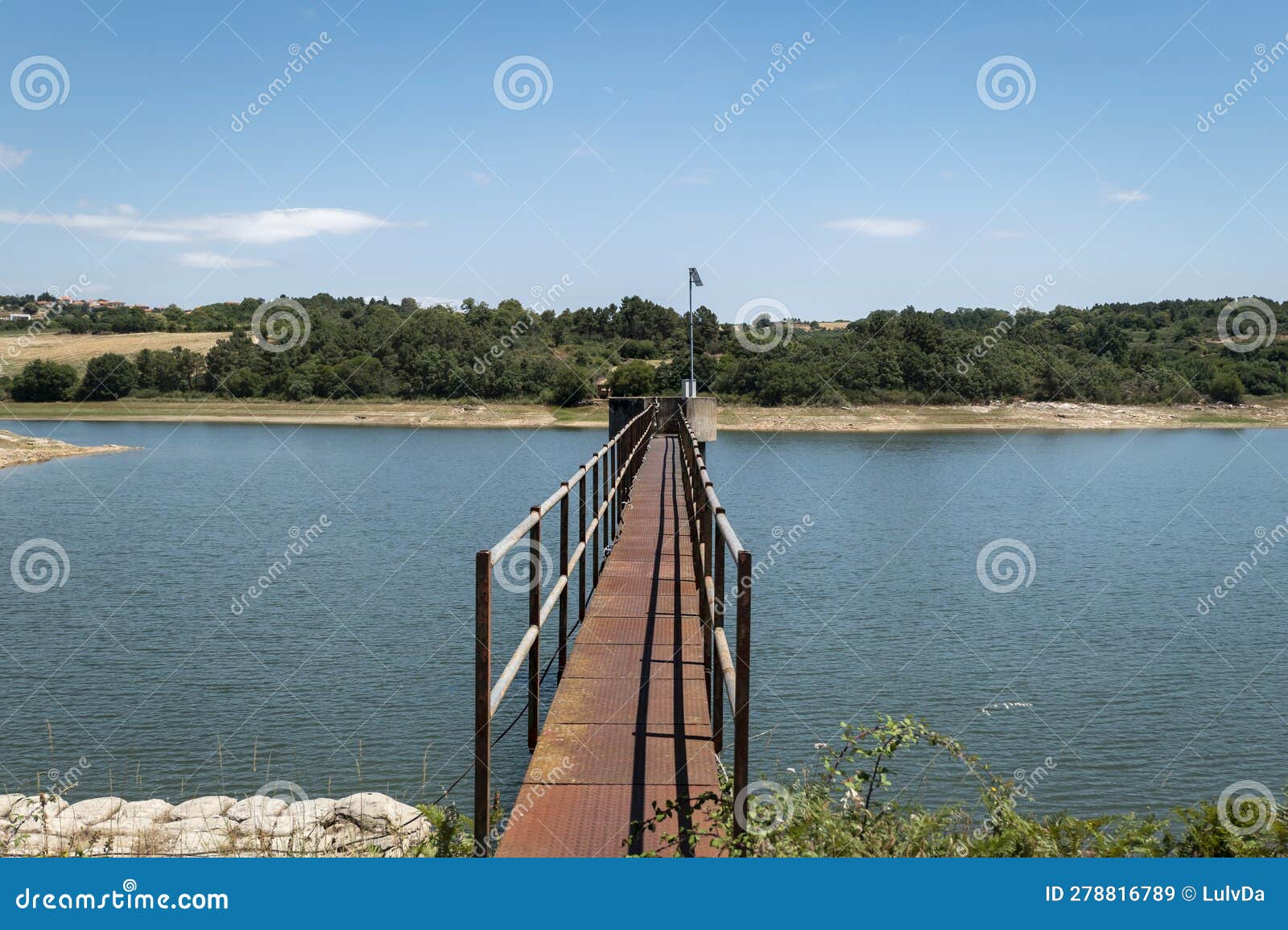 Small Metal Bridge on the Dam Stock Image - Image of base, ecology ...