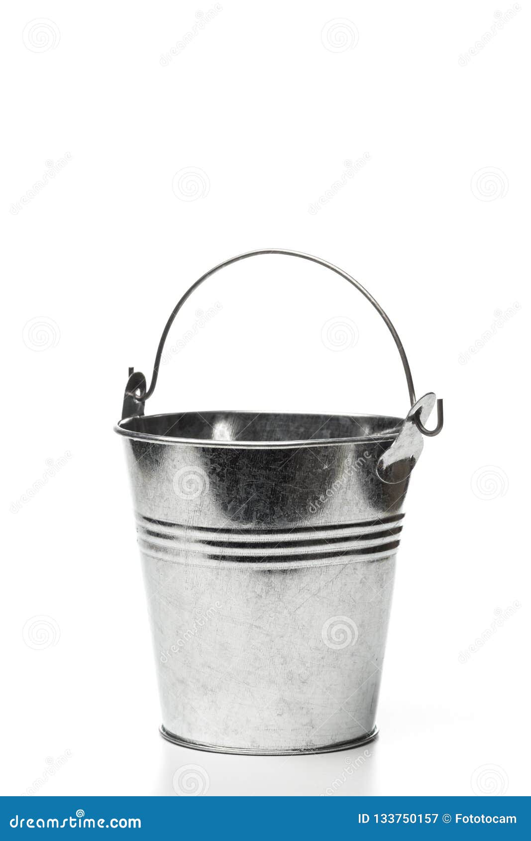 Metallic Bucket Isolated on White Background Stock Image - Image of ...