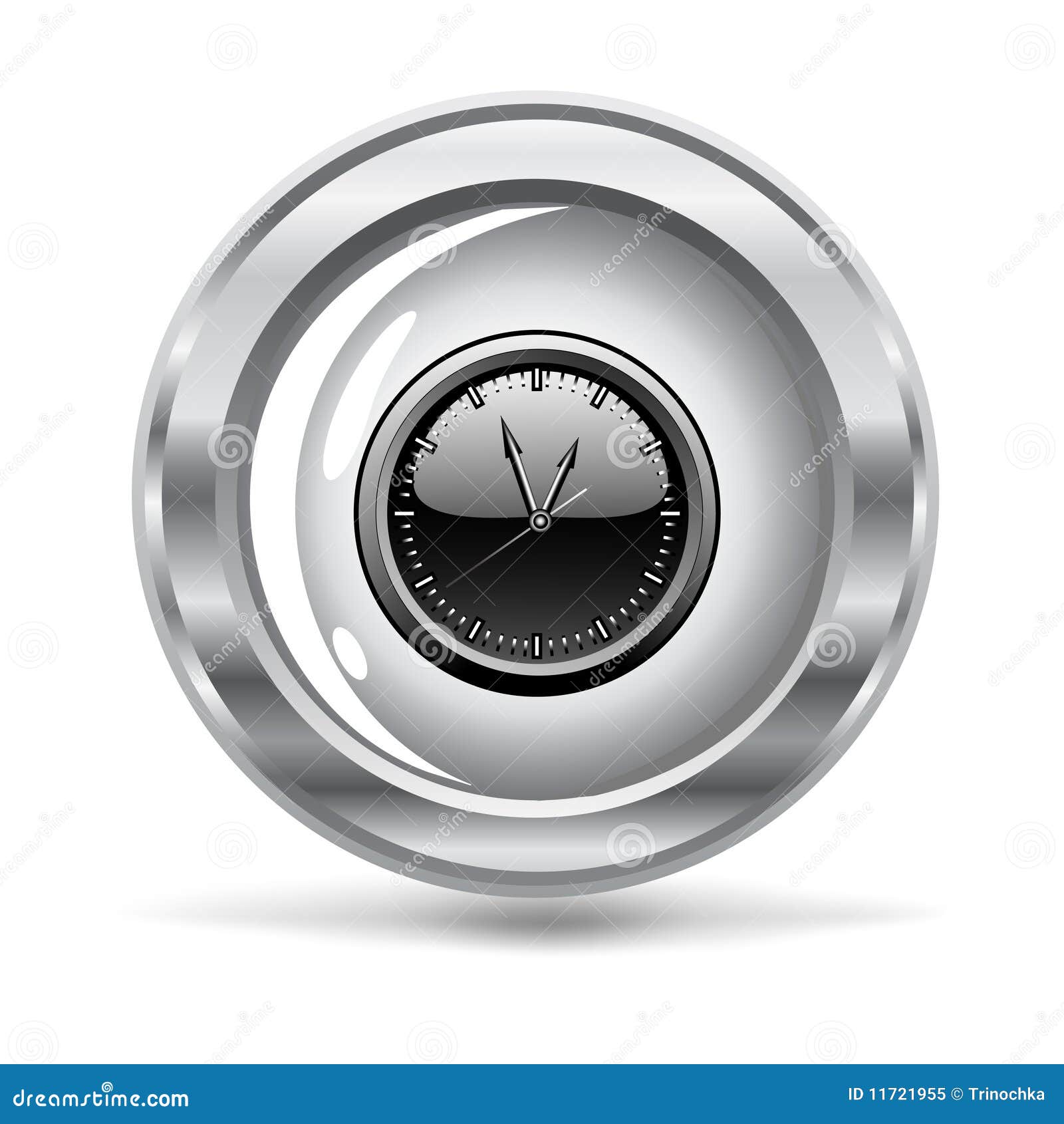 Metallic Button with a Clock. Vector Stock Vector - Illustration of ...