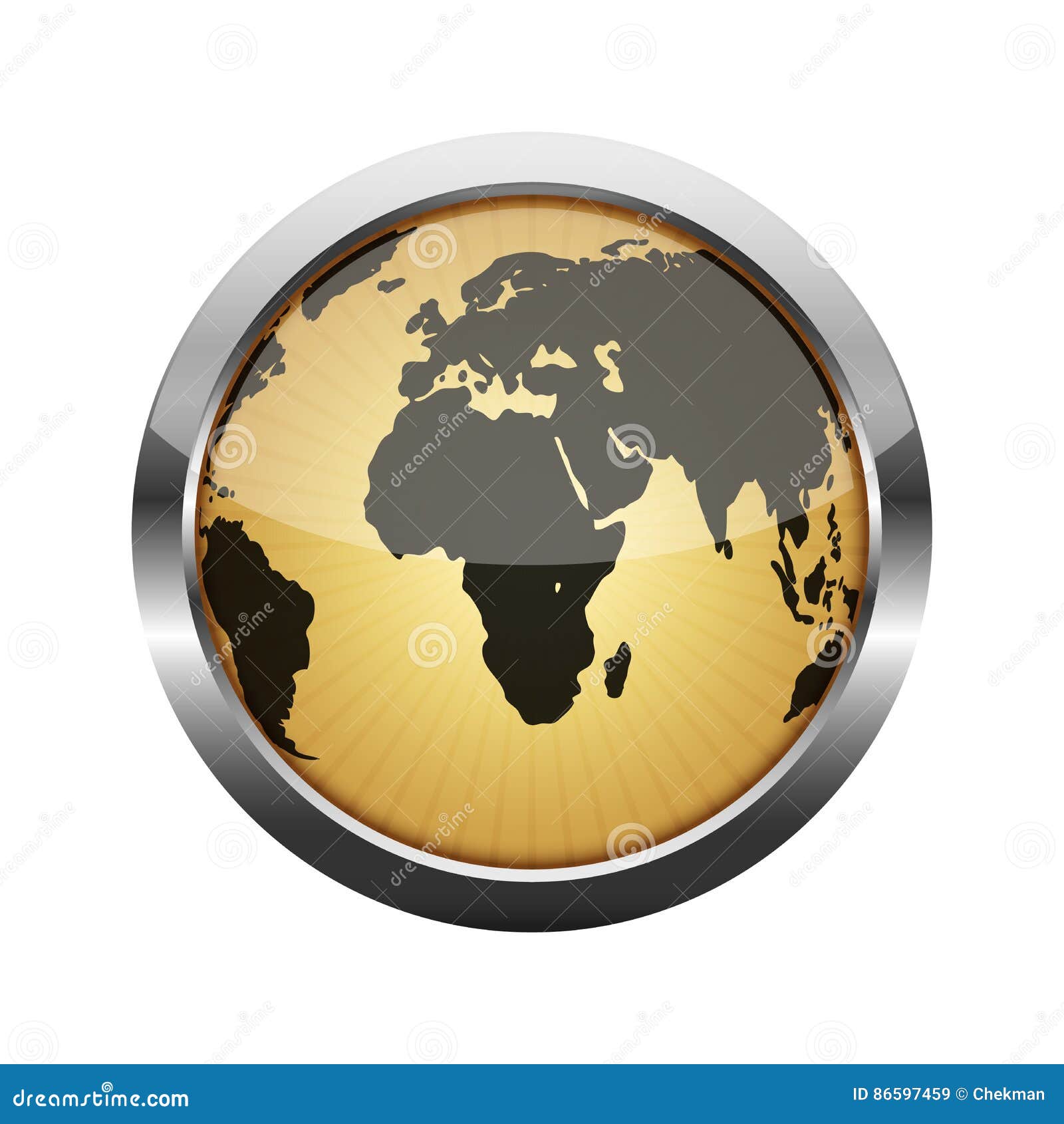 Metallic Button with Globe. Vector Illustration. Stock Illustration ...
