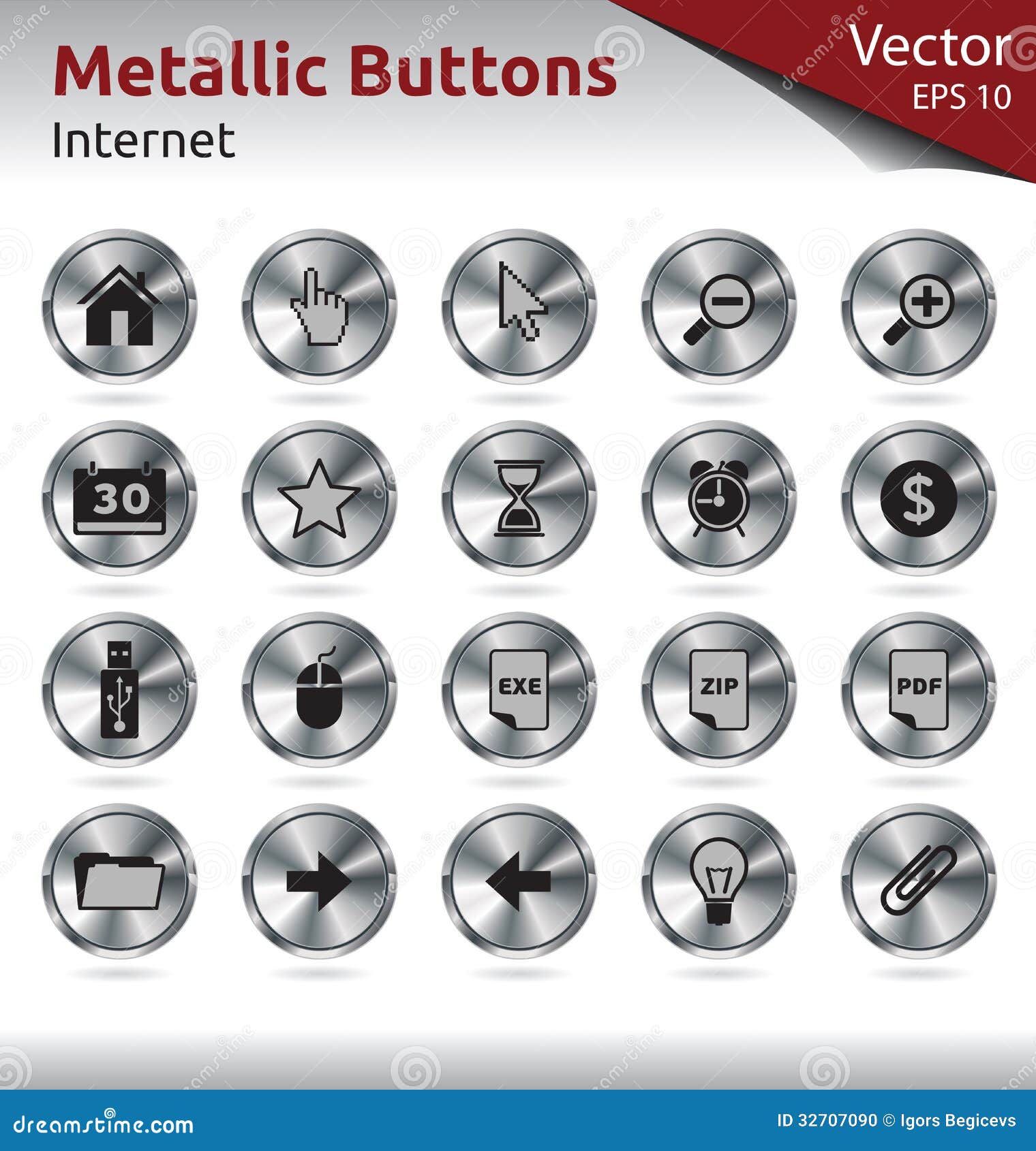 Metallic Buttons - Internet Stock Illustration - Illustration of metal ...